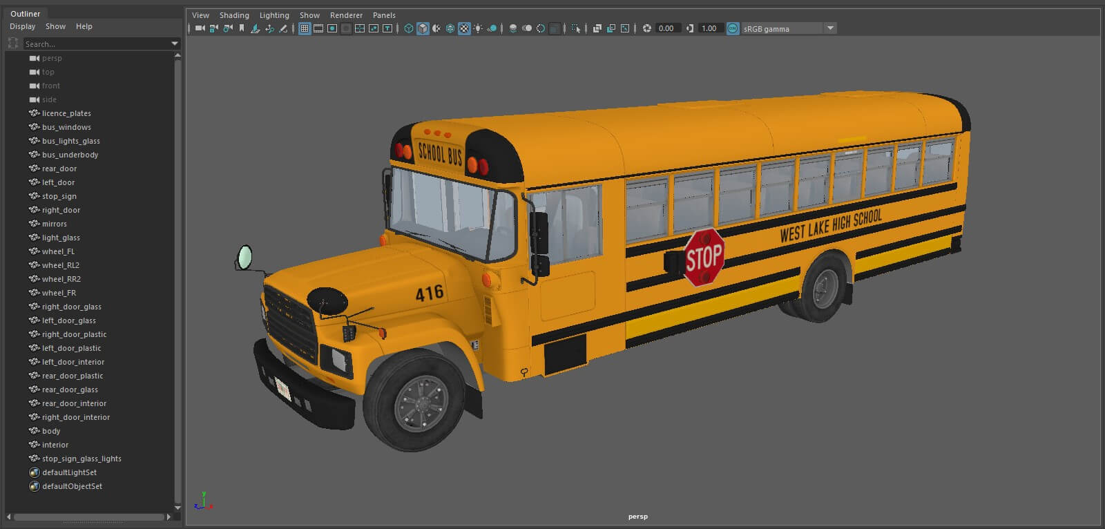 American Generic School Mid Bus - 3D Model by Veaceslav Condraciuc