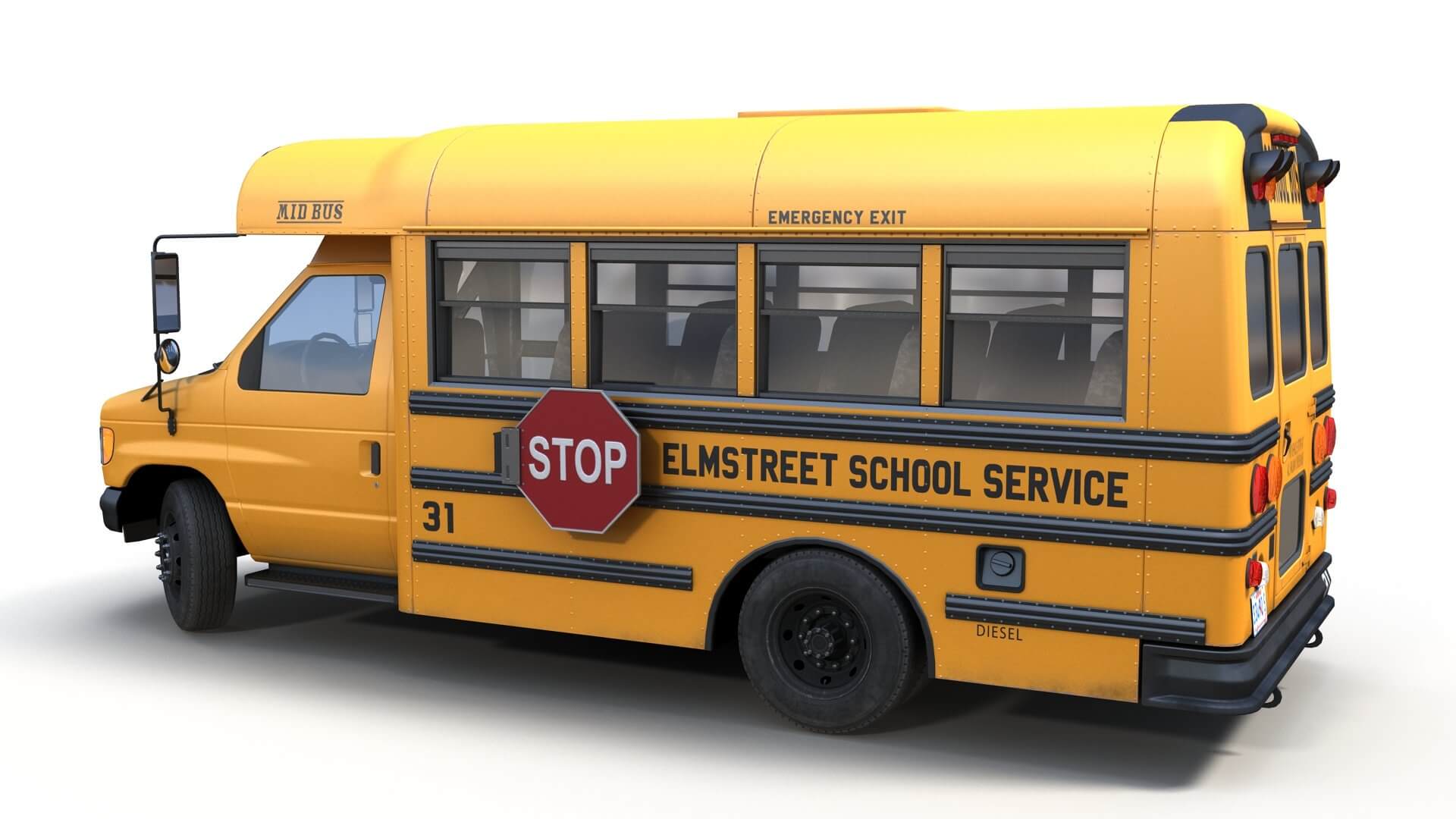 American School Mini Bus - 3D Model by Veaceslav Condraciuc