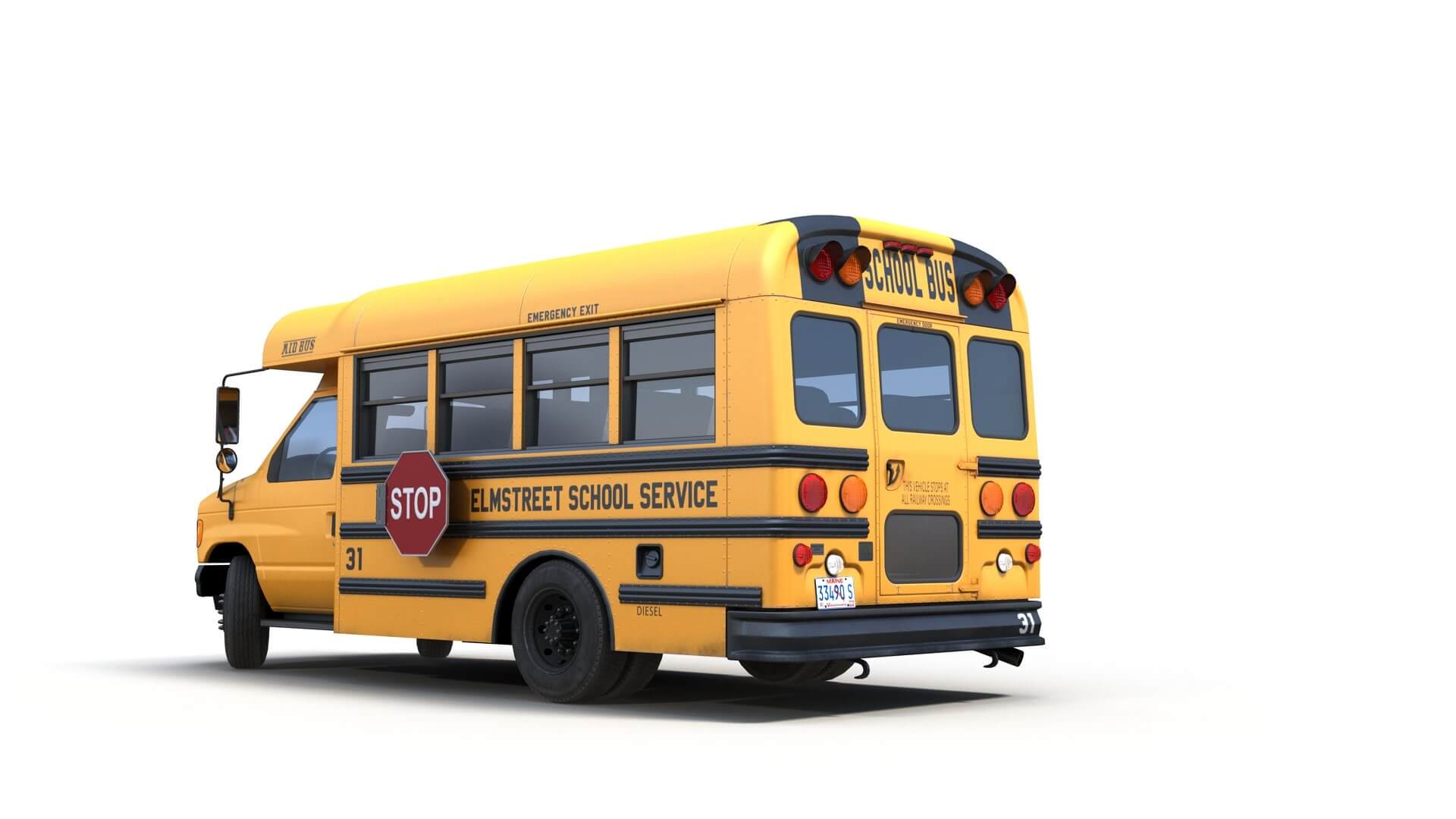 American School Mini Bus - 3D Model by Veaceslav Condraciuc