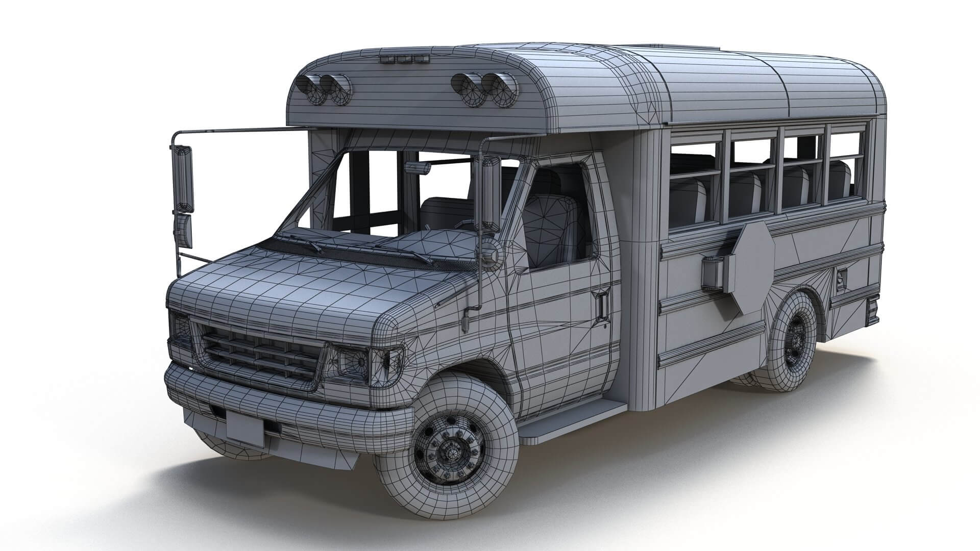 American School Mini Bus - 3D Model by Veaceslav Condraciuc