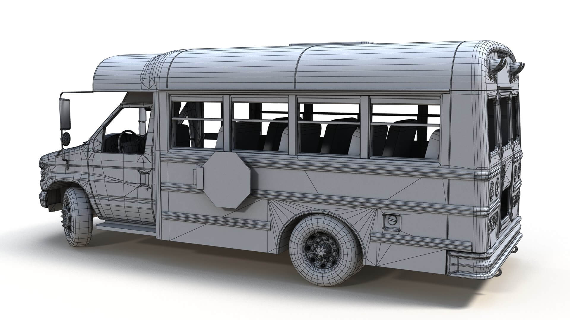 American School Mini Bus - 3D Model by Veaceslav Condraciuc