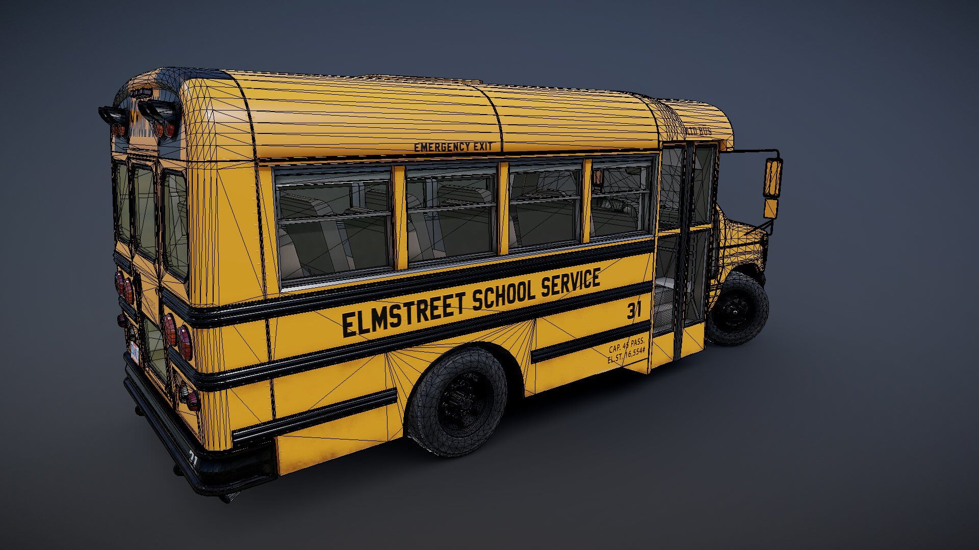 American School Mini Bus - 3D Model by Veaceslav Condraciuc