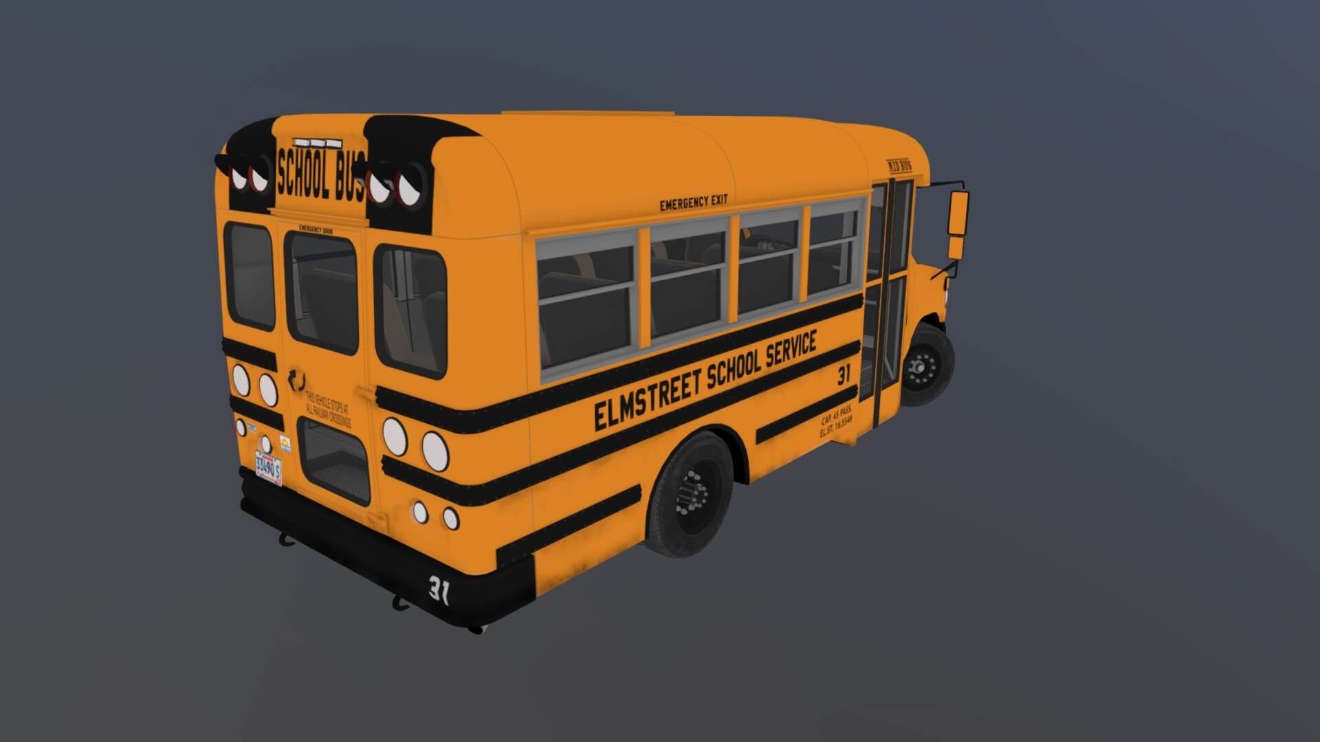 American School Mini Bus - 3D Model by Veaceslav Condraciuc
