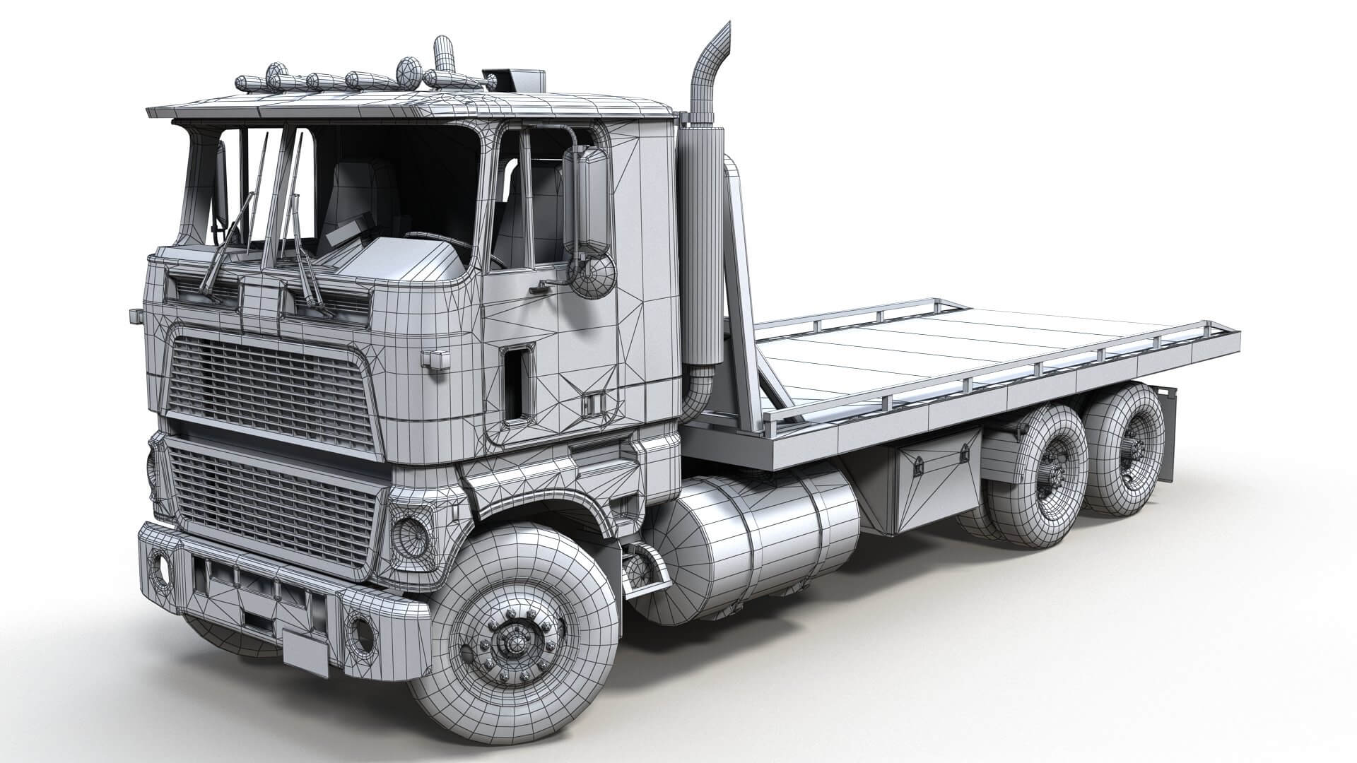 Cab-over Industrial Flatbed Truck 3D Model by Veaceslav Condraciuc
