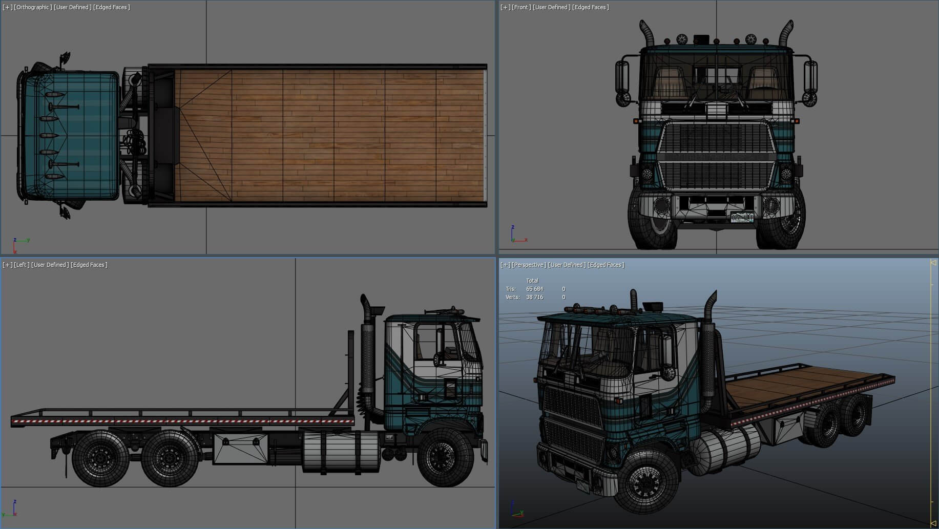 Cab-over Industrial Flatbed Truck 3D Model by Veaceslav Condraciuc