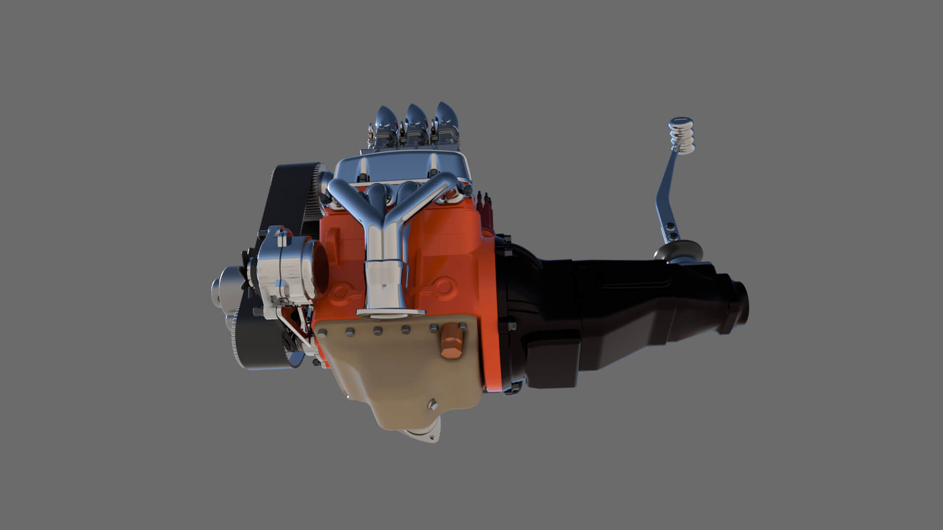Cartoon V8 Vintage Engine - 3D Model by Veaceslav Condraciuc