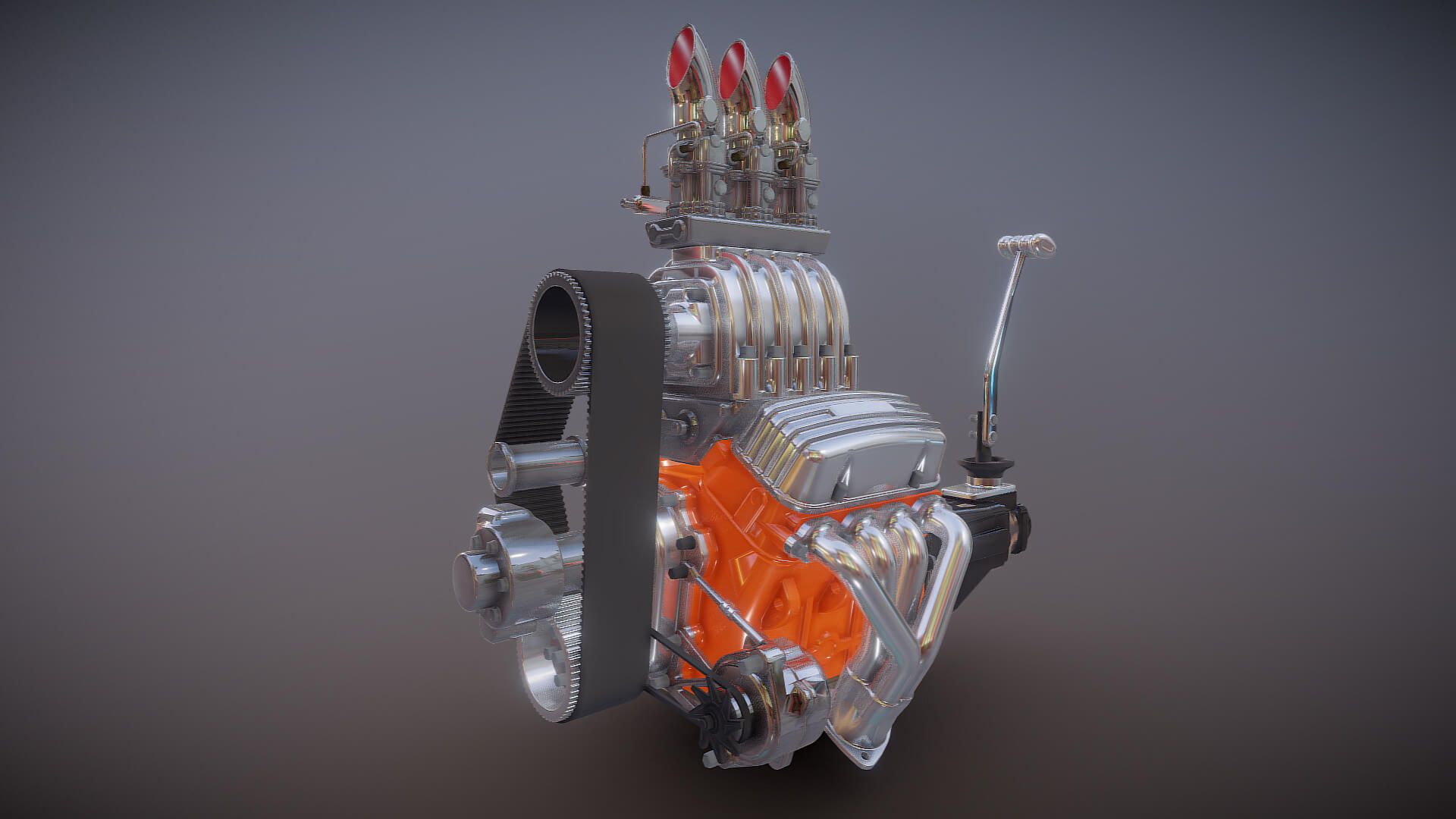 Cartoon V8 Vintage Engine - 3D Model by Veaceslav Condraciuc