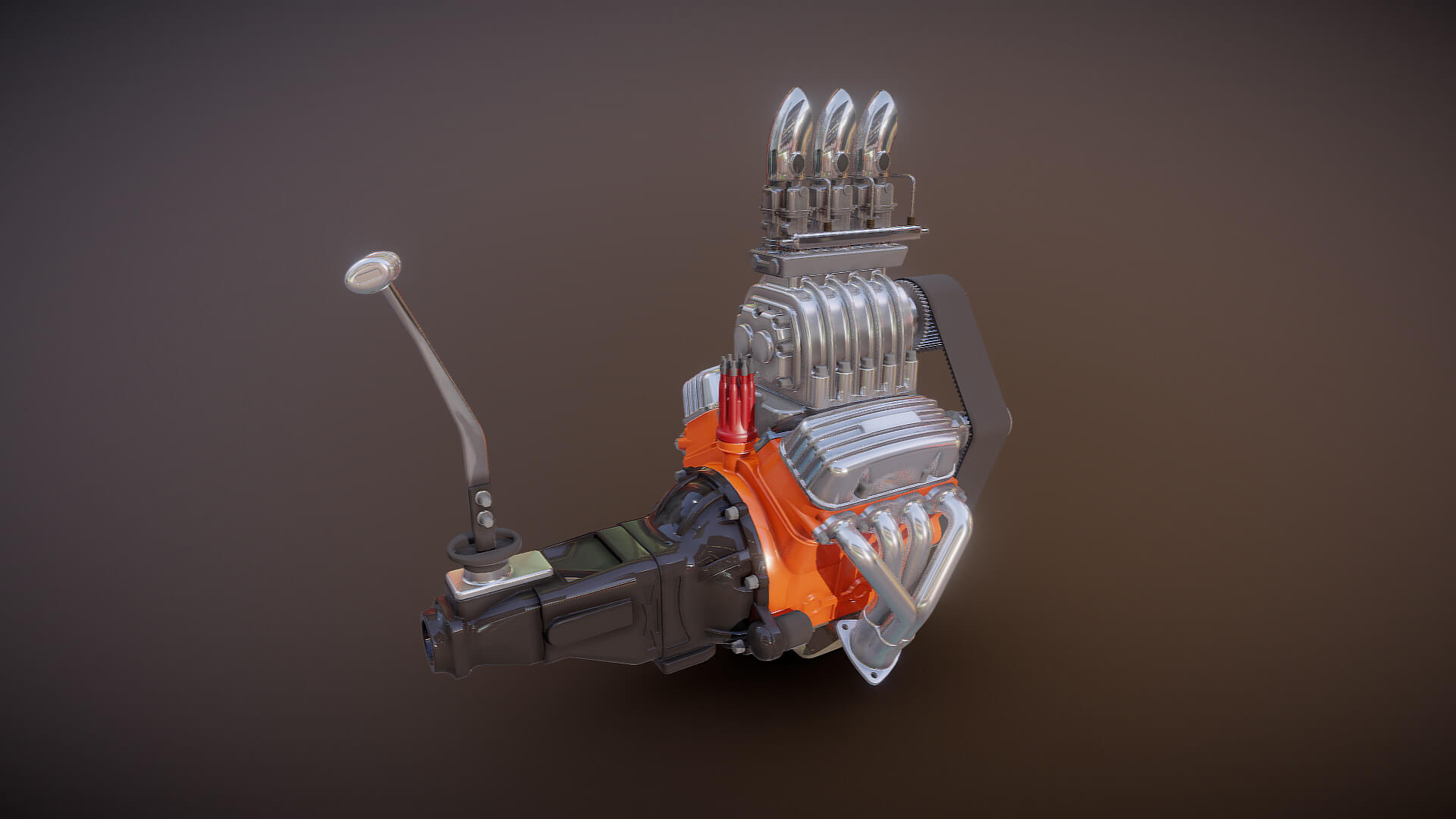 Cartoon V8 Vintage Engine - 3D Model by Veaceslav Condraciuc