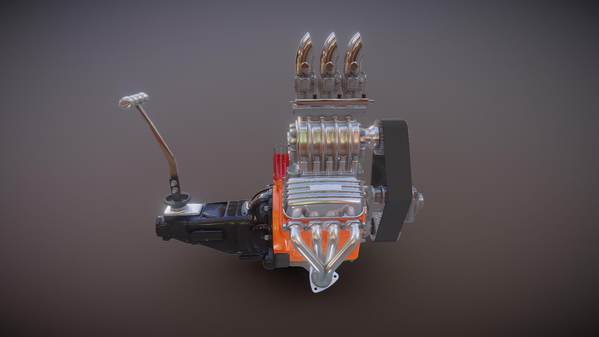 Cartoon V8 Vintage Engine - 3D Model by Veaceslav Condraciuc