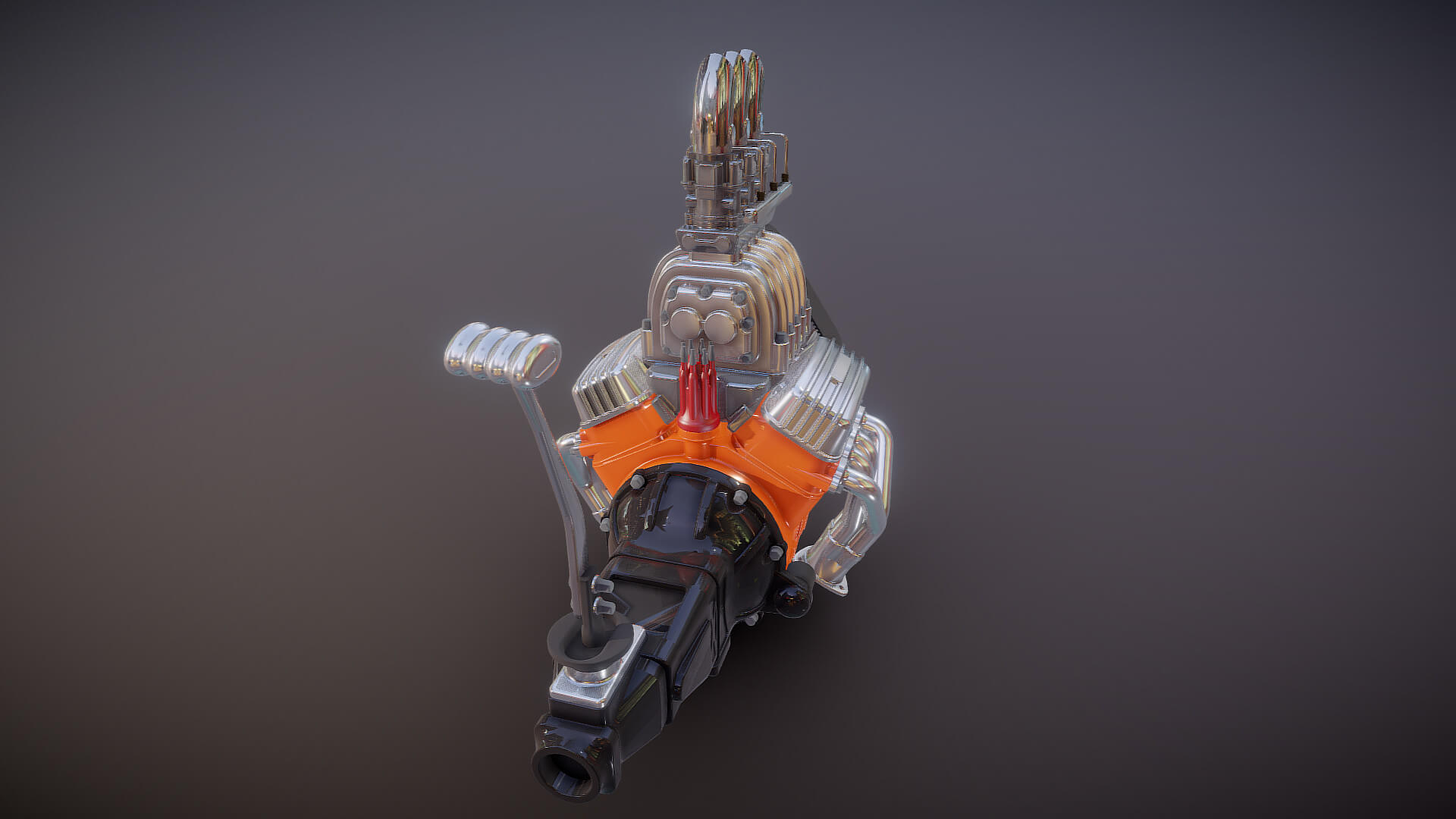 Cartoon V8 Vintage Engine - 3D Model by Veaceslav Condraciuc