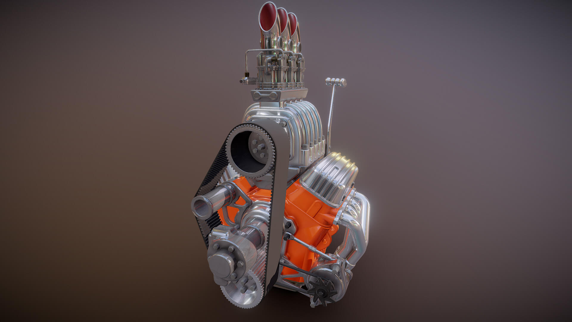 Cartoon V8 Vintage Engine - 3D Model by Veaceslav Condraciuc