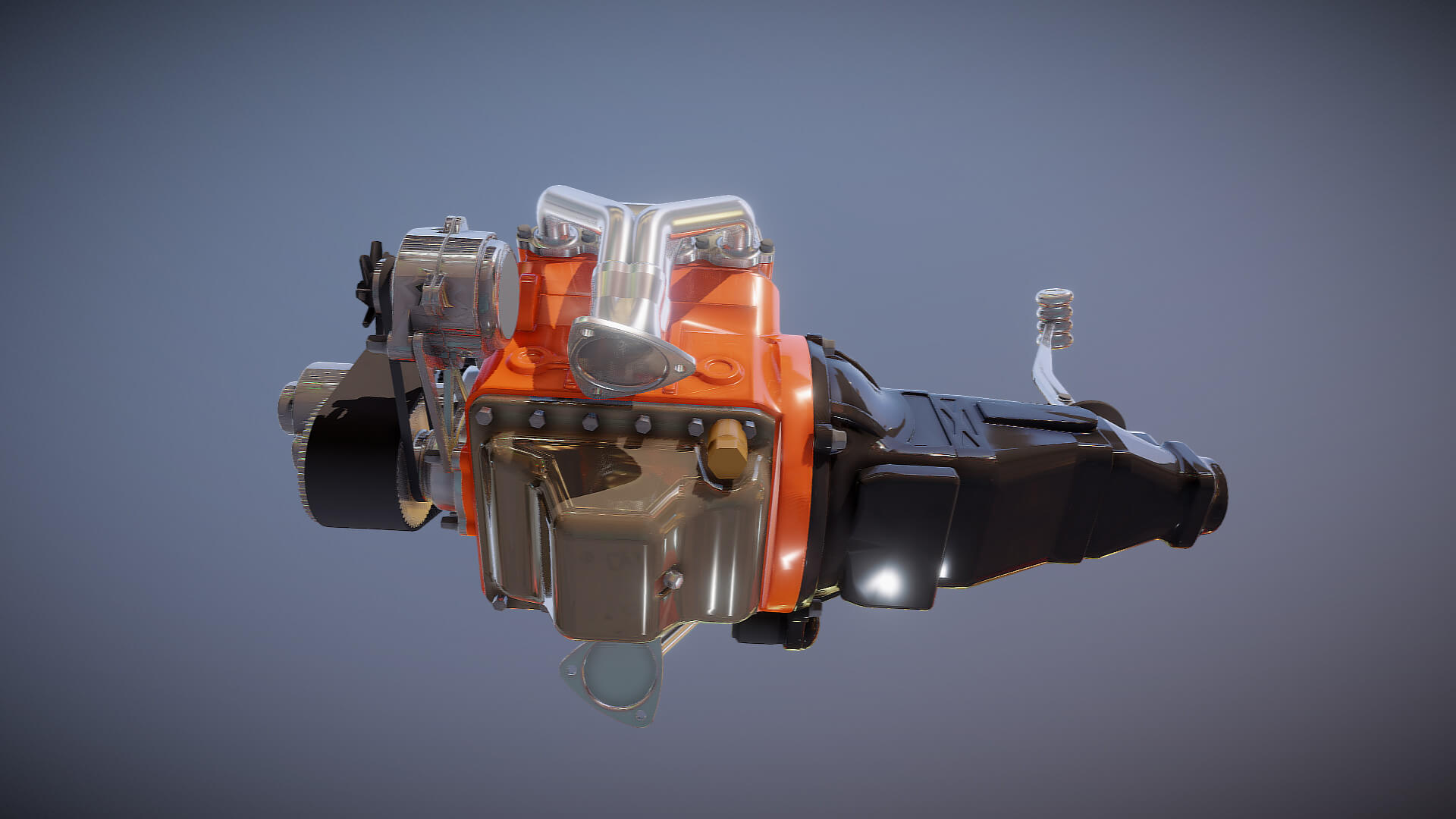 Cartoon V8 Vintage Engine - 3D Model by Veaceslav Condraciuc