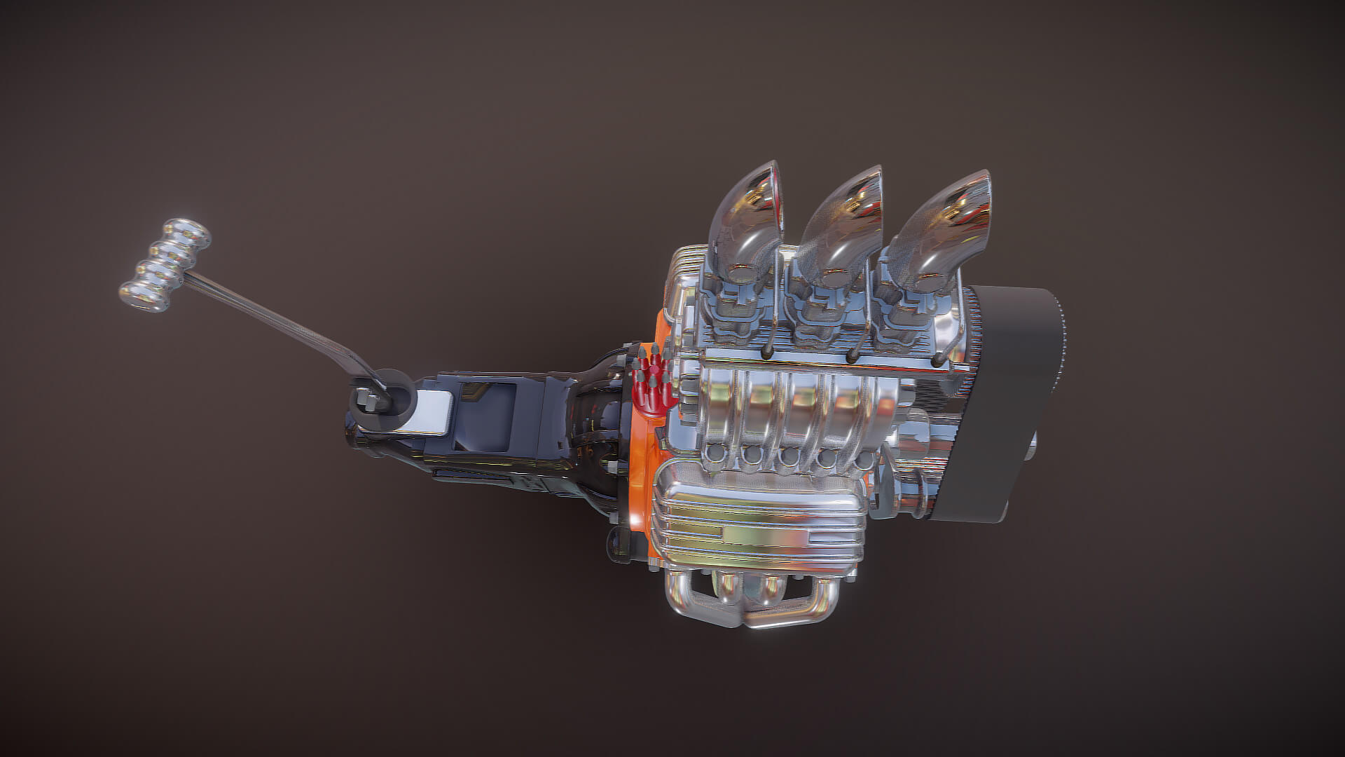 Cartoon V8 Vintage Engine - 3D Model by Veaceslav Condraciuc