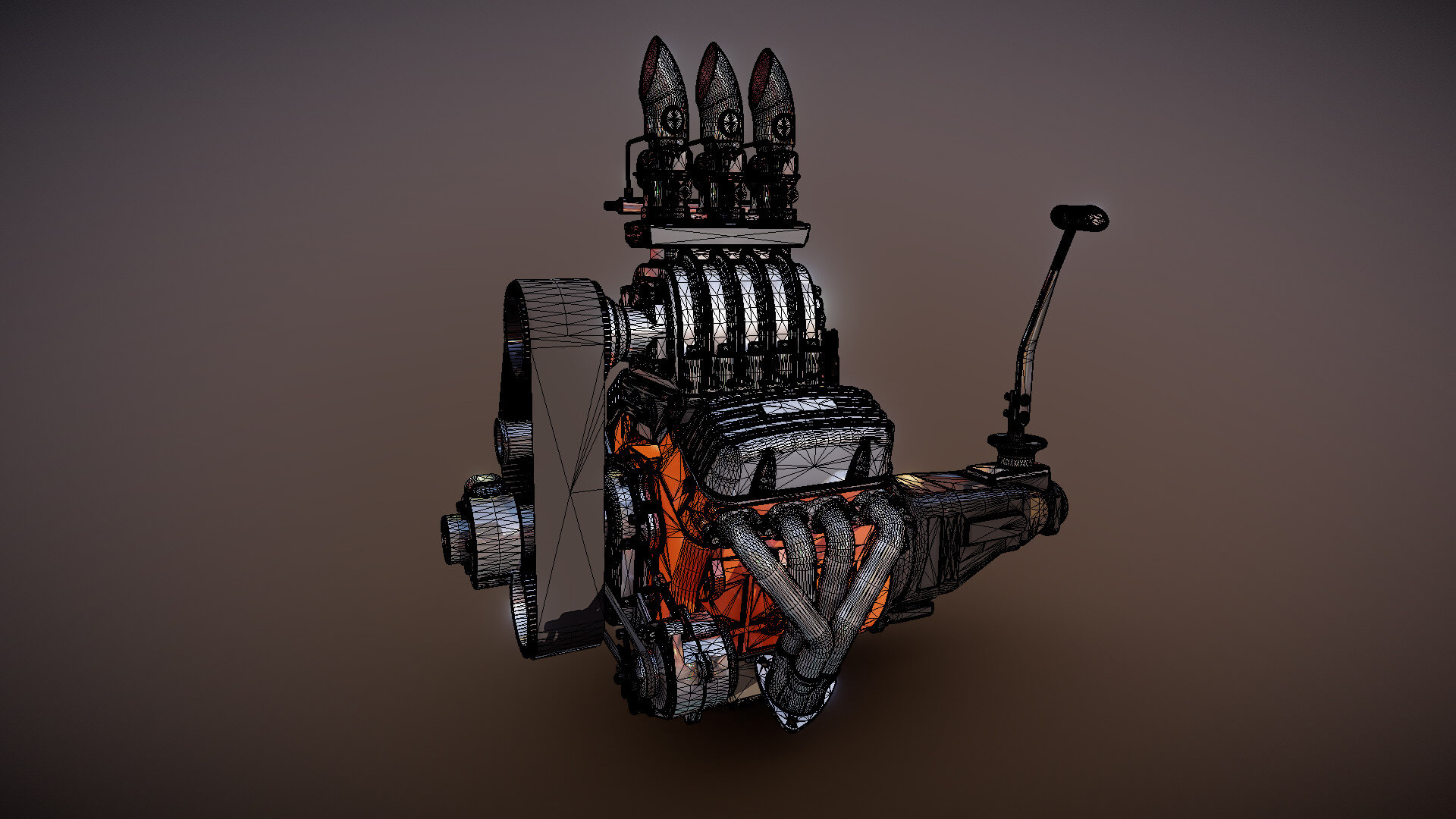 Cartoon V8 Vintage Engine - 3D Model by Veaceslav Condraciuc