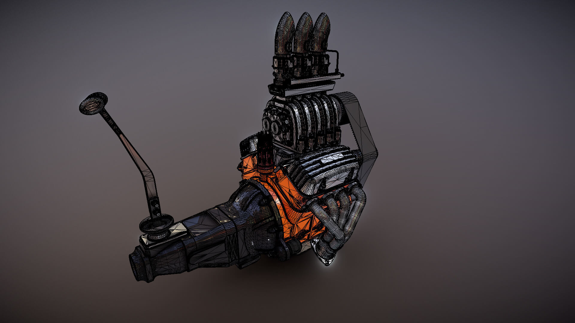 Cartoon V8 Vintage Engine - 3D Model by Veaceslav Condraciuc