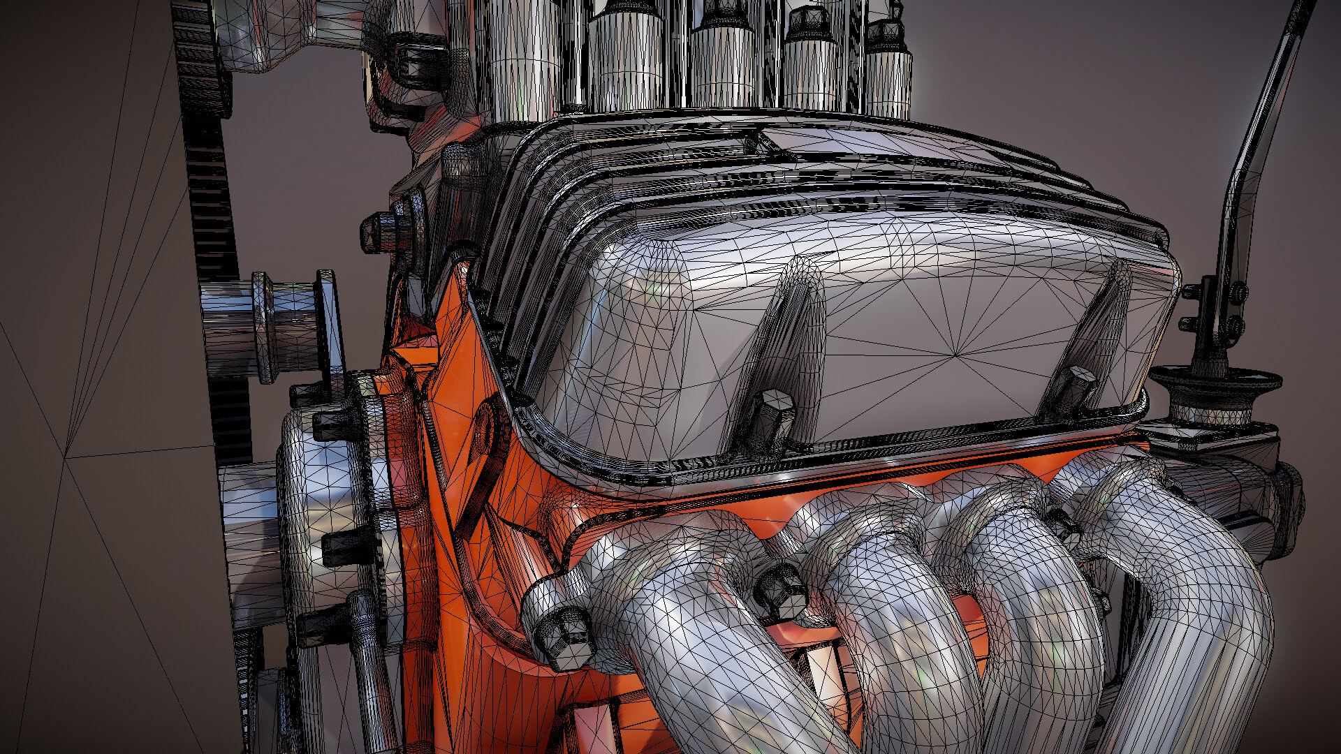 Cartoon V8 Vintage Engine - 3D Model by Veaceslav Condraciuc