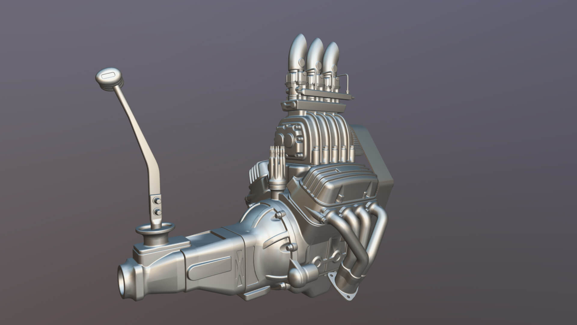 Cartoon V8 Vintage Engine - 3D Model by Veaceslav Condraciuc
