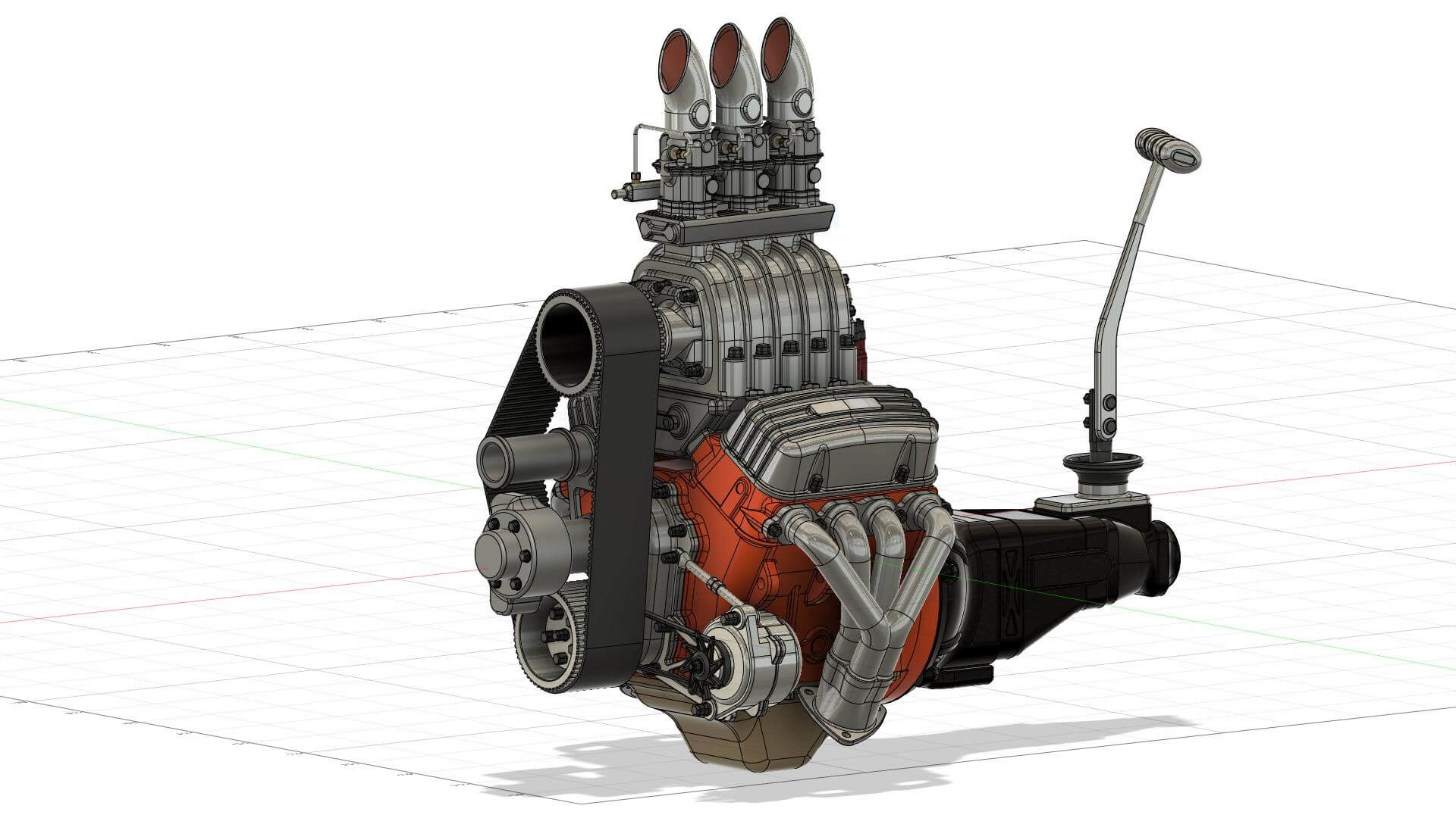 Cartoon V8 Vintage Engine - 3D Model by Veaceslav Condraciuc