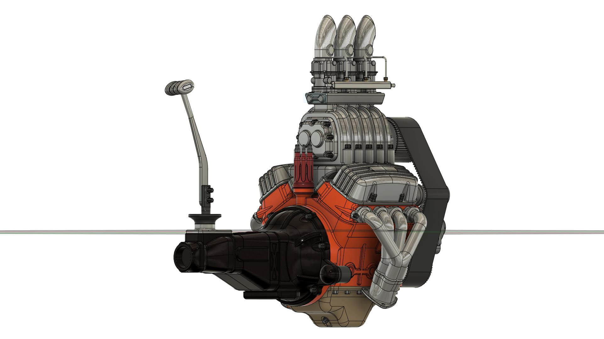 Cartoon V8 Vintage Engine - 3D Model by Veaceslav Condraciuc