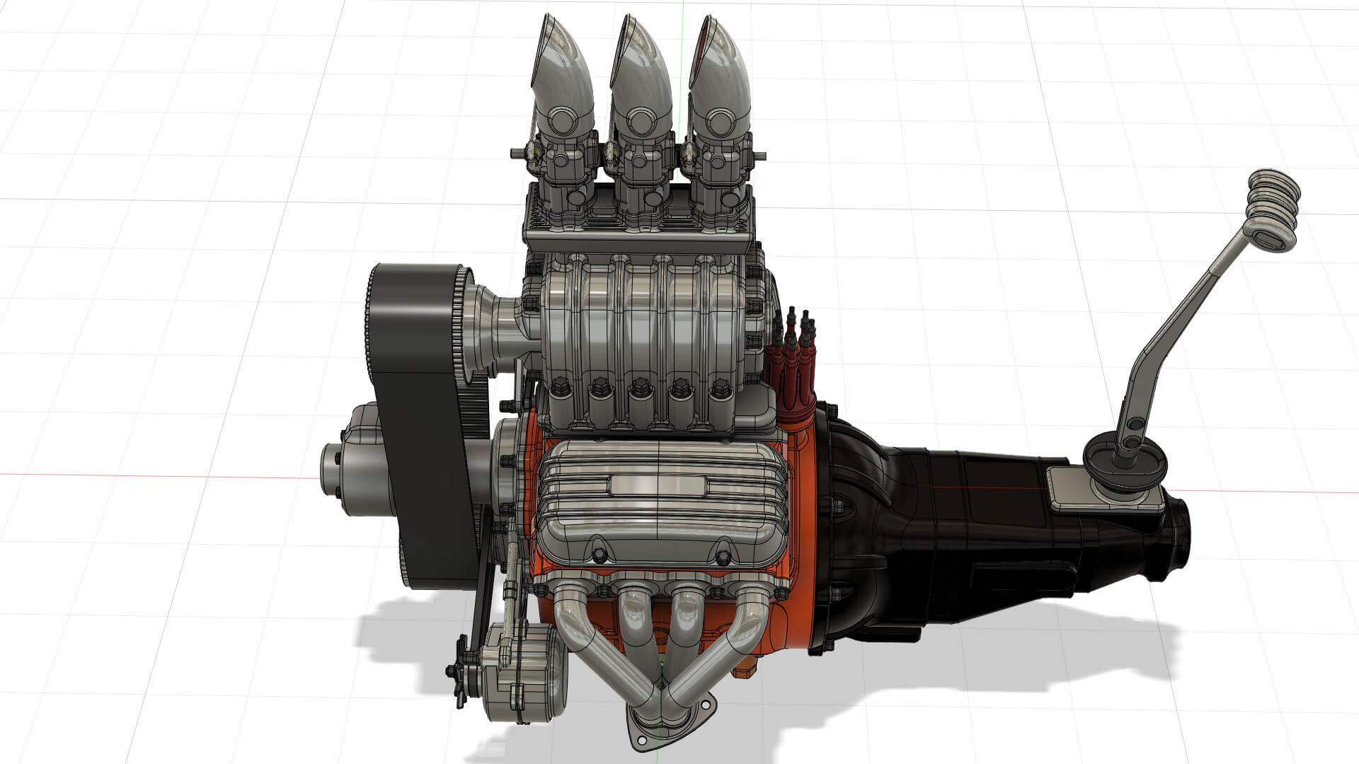 Cartoon V8 Vintage Engine - 3D Model by Veaceslav Condraciuc