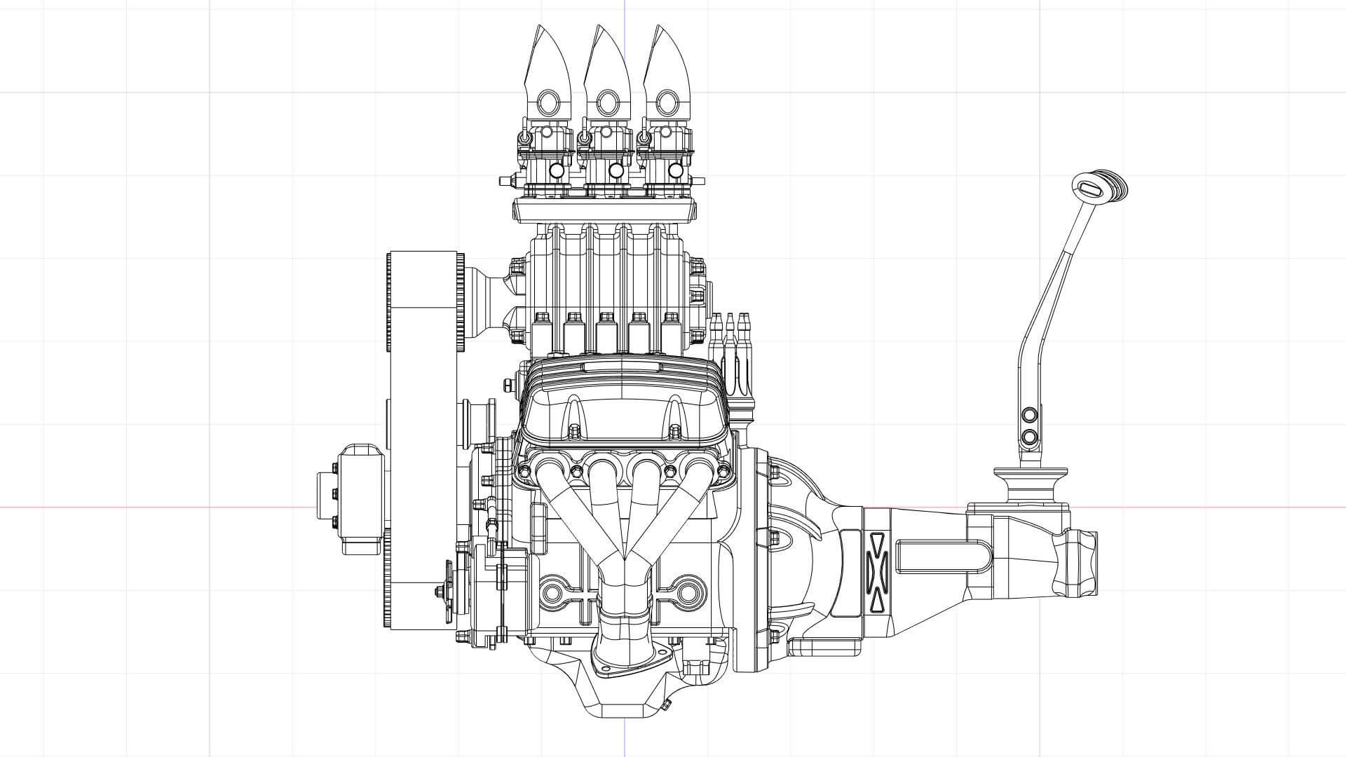 Cartoon V8 Vintage Engine - 3D Model by Veaceslav Condraciuc