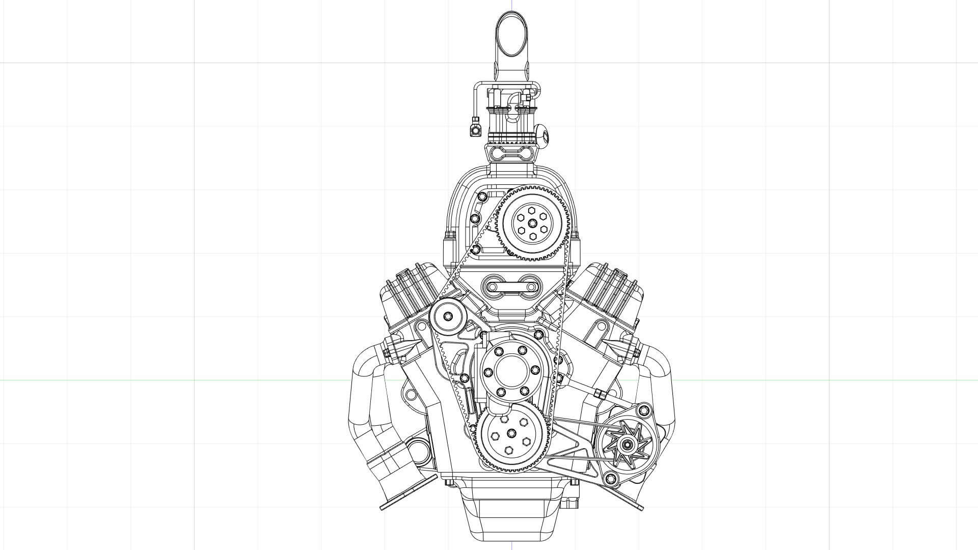 Cartoon V8 Vintage Engine - 3D Model by Veaceslav Condraciuc