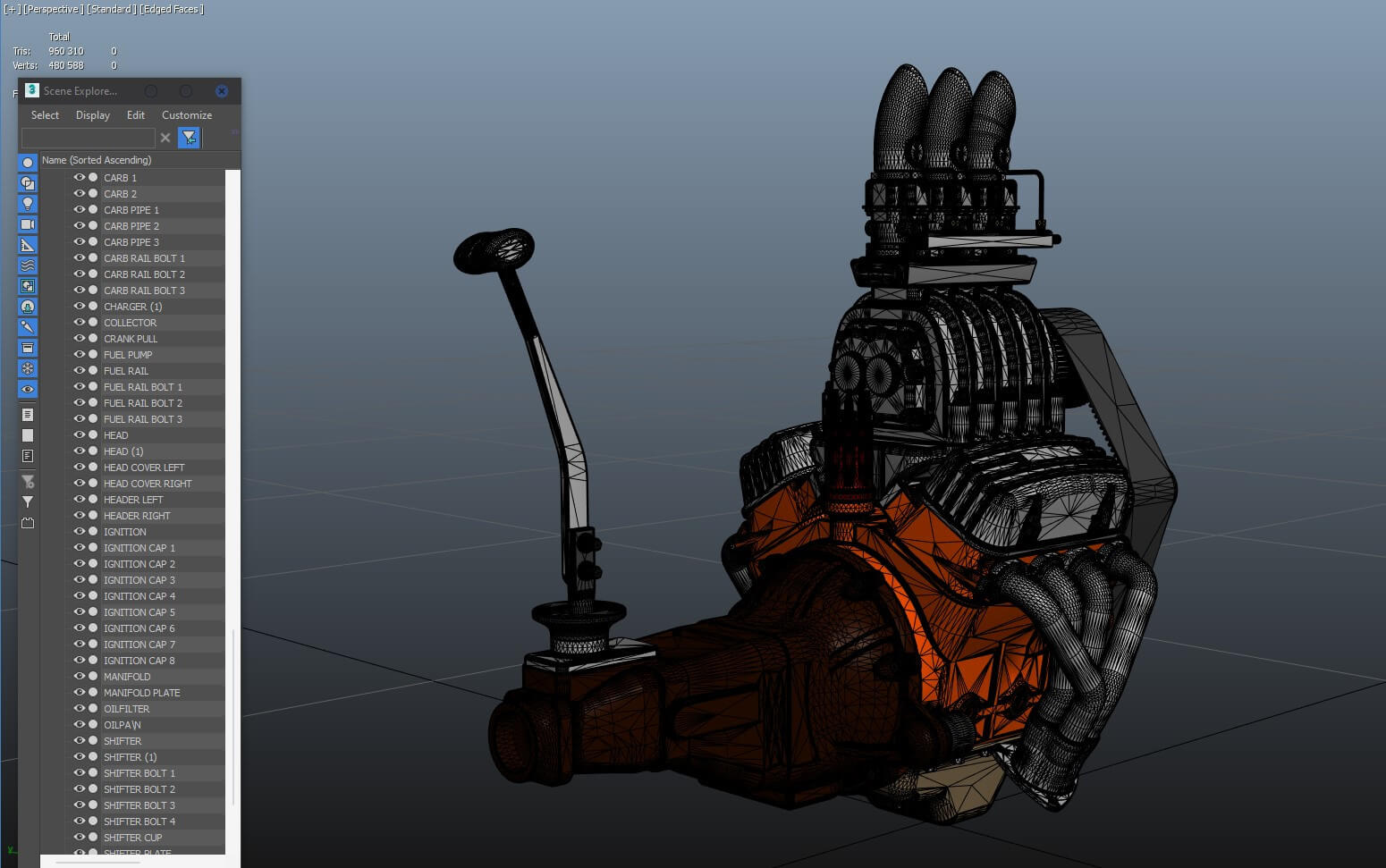 Cartoon V8 Vintage Engine - 3D Model by Veaceslav Condraciuc