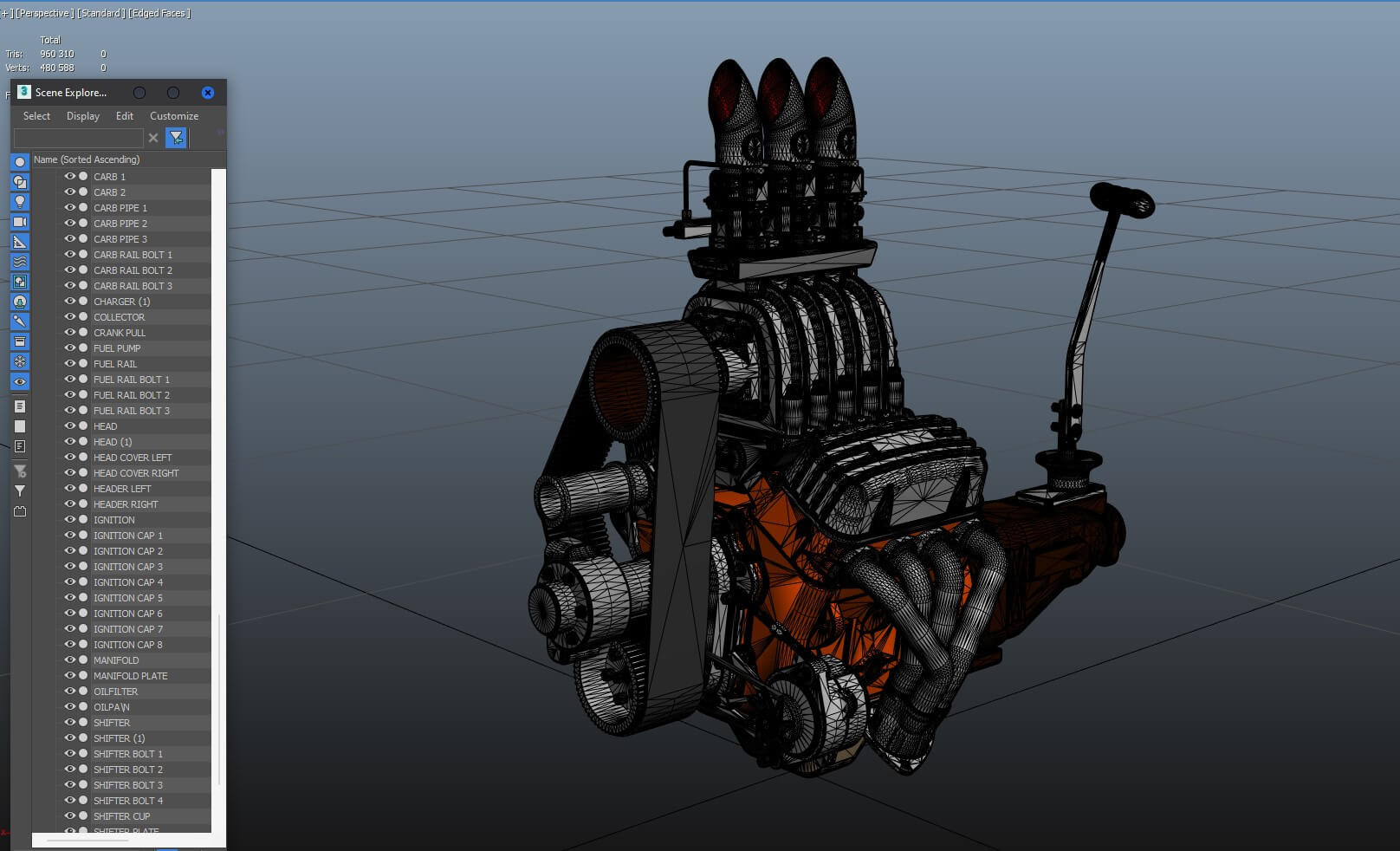 Cartoon V8 Vintage Engine - 3D Model by Veaceslav Condraciuc