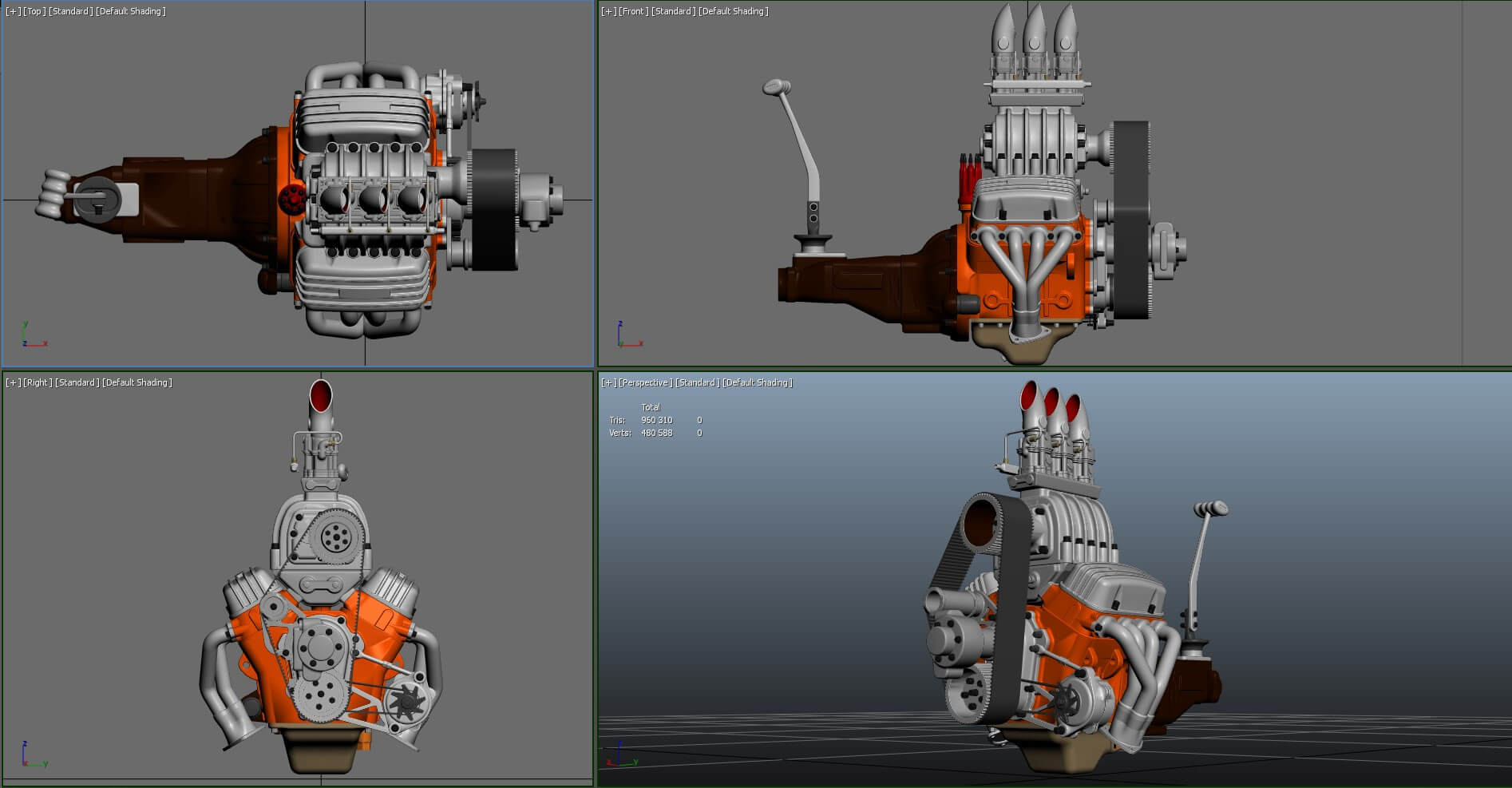 Cartoon V8 Vintage Engine - 3D Model by Veaceslav Condraciuc