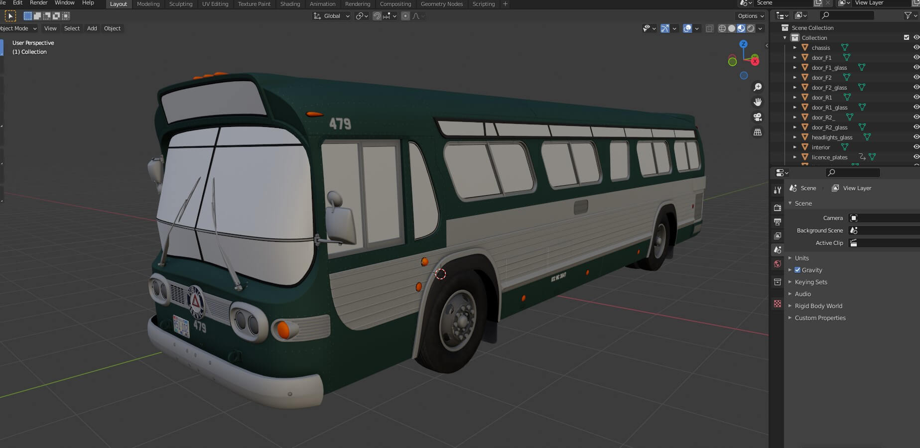 Vintage City Bus - 3D Model by Veaceslav Condraciuc