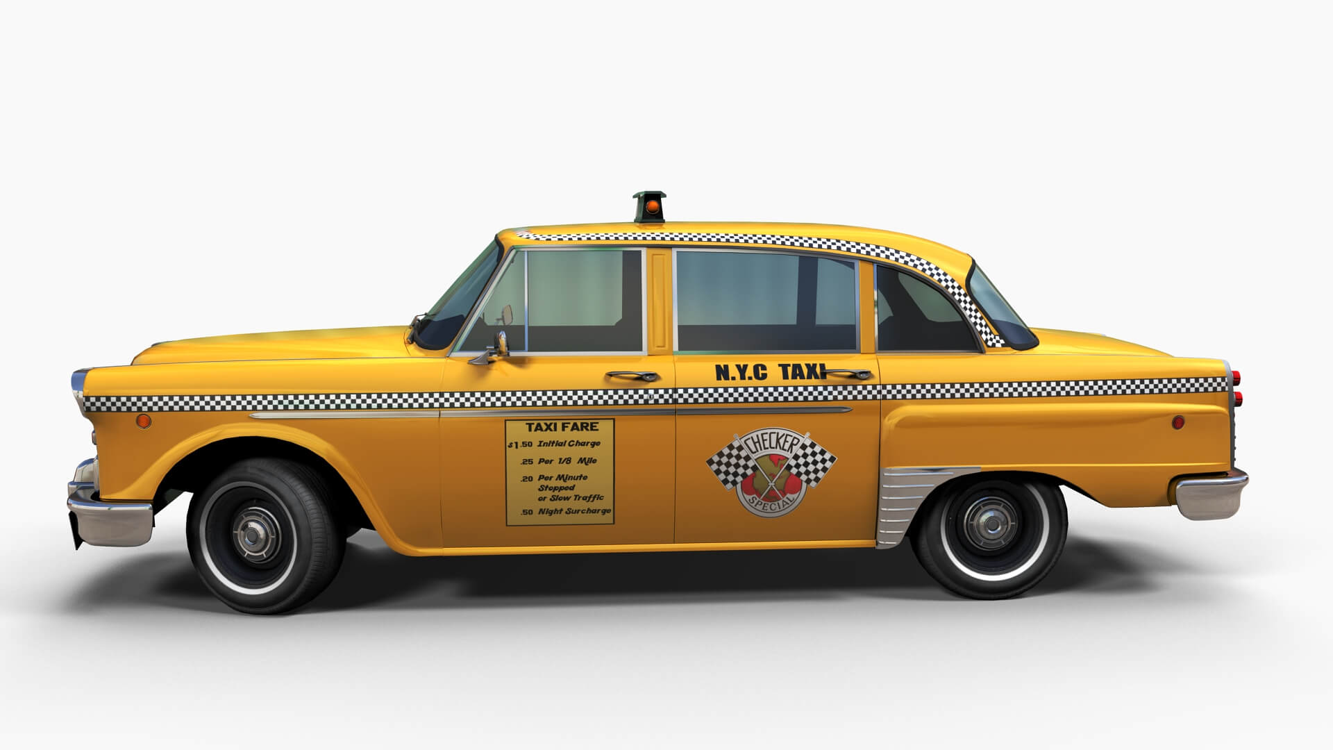 Classic Yellow Cab Taxi - 3D Model by Veaceslav Condraciuc