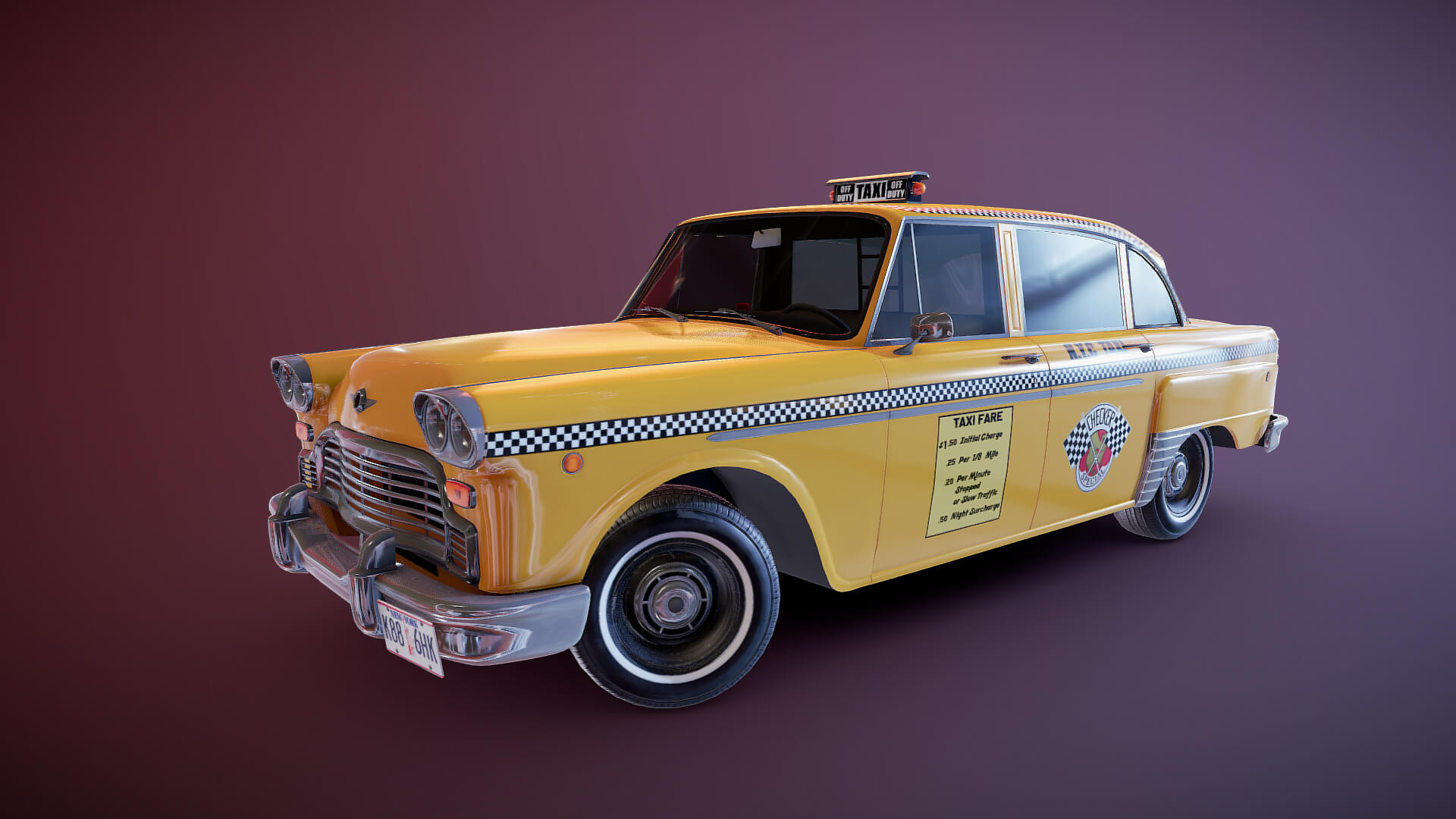 Classic Yellow Cab Taxi - 3D Model by Veaceslav Condraciuc