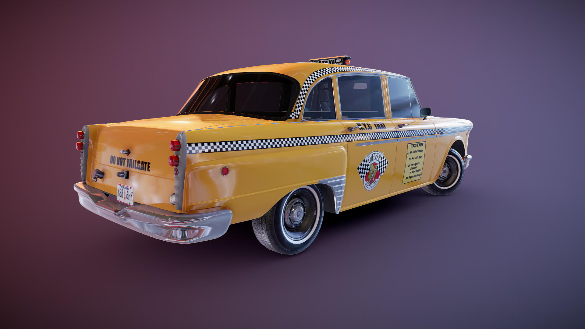Classic Yellow Cab Taxi - 3D Model by Veaceslav Condraciuc
