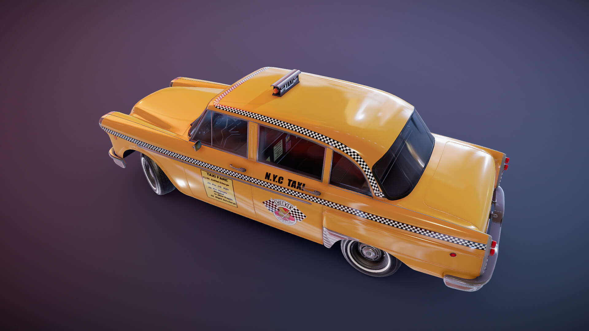 Classic Yellow Cab Taxi - 3D Model by Veaceslav Condraciuc