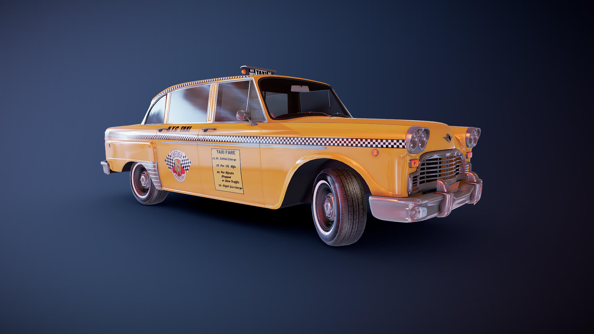 Classic Yellow Cab Taxi - 3D Model by Veaceslav Condraciuc