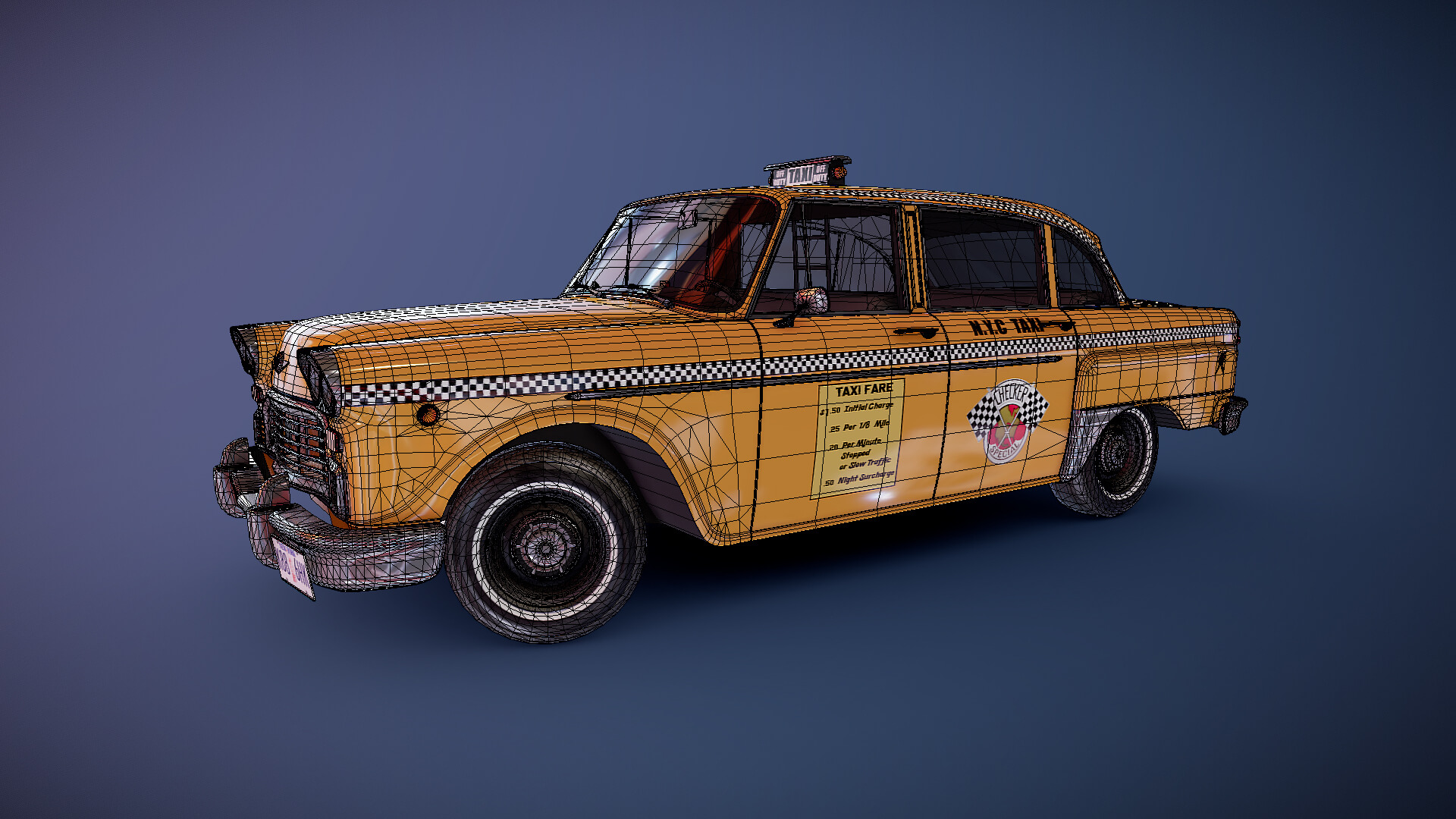 Classic Yellow Cab Taxi - 3D Model by Veaceslav Condraciuc