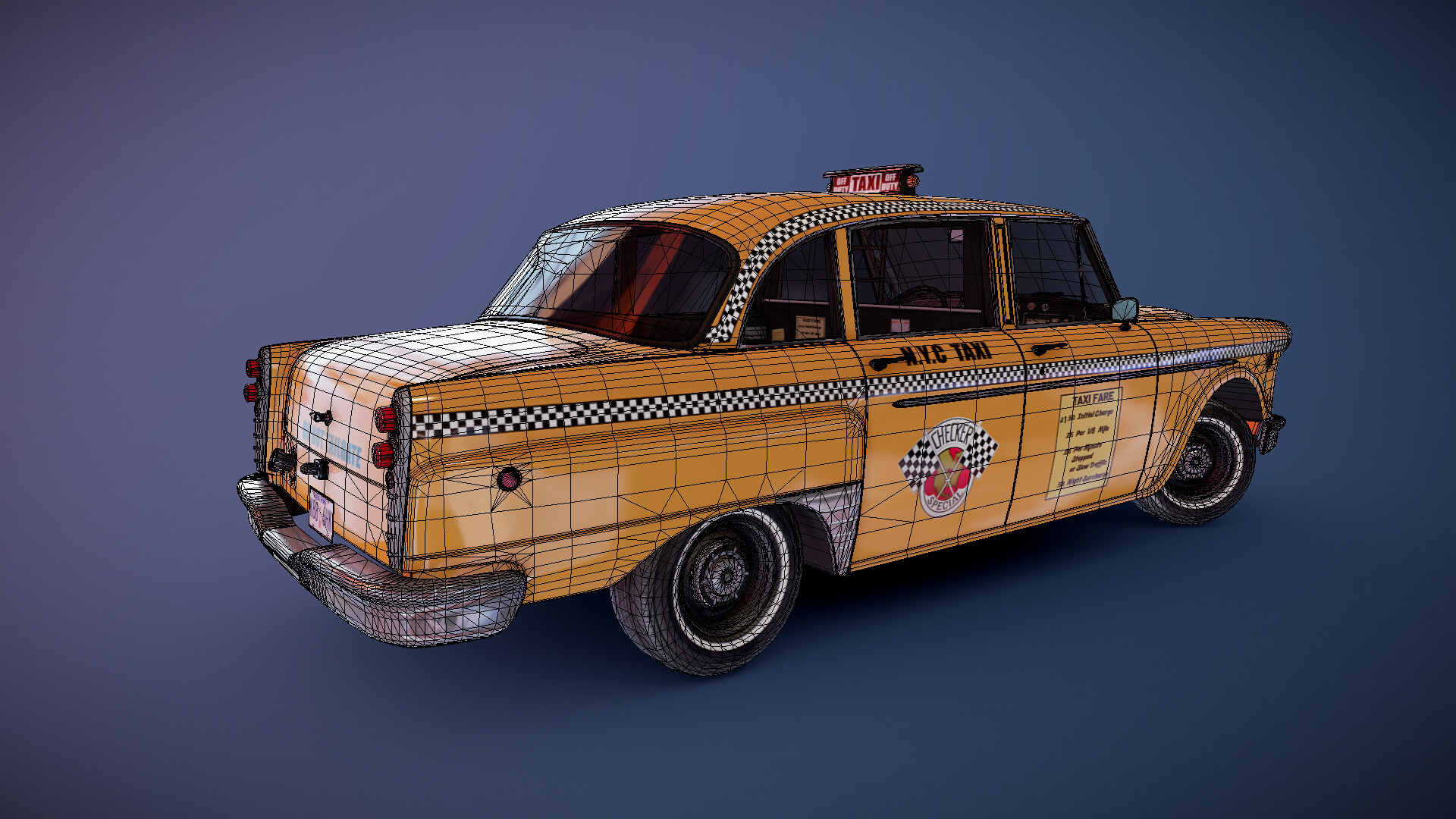 Classic Yellow Cab Taxi - 3D Model by Veaceslav Condraciuc