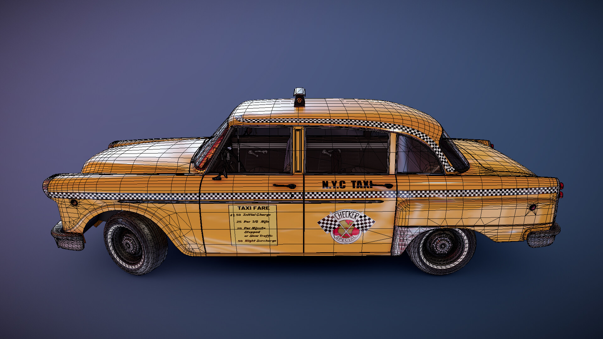 Classic Yellow Cab Taxi - 3D Model by Veaceslav Condraciuc