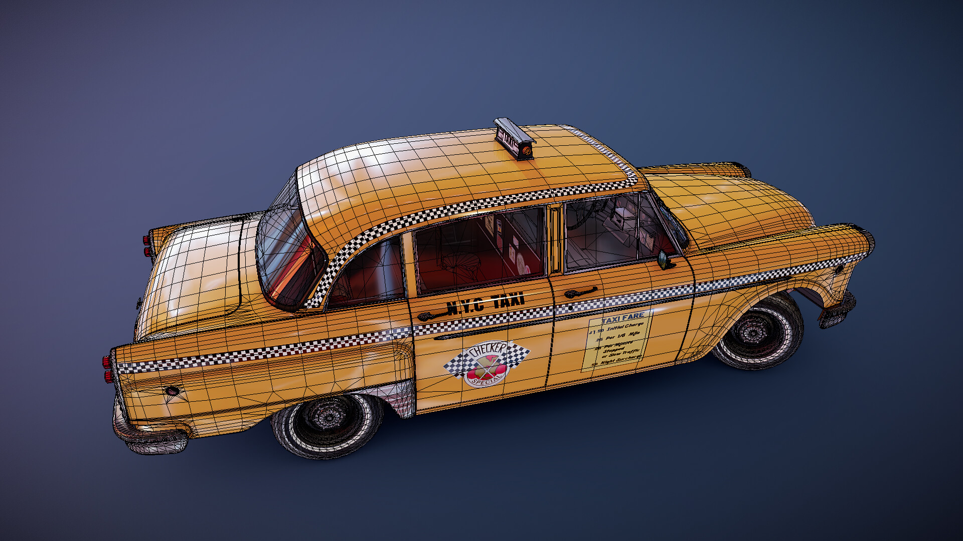 Classic Yellow Cab Taxi - 3D Model by Veaceslav Condraciuc