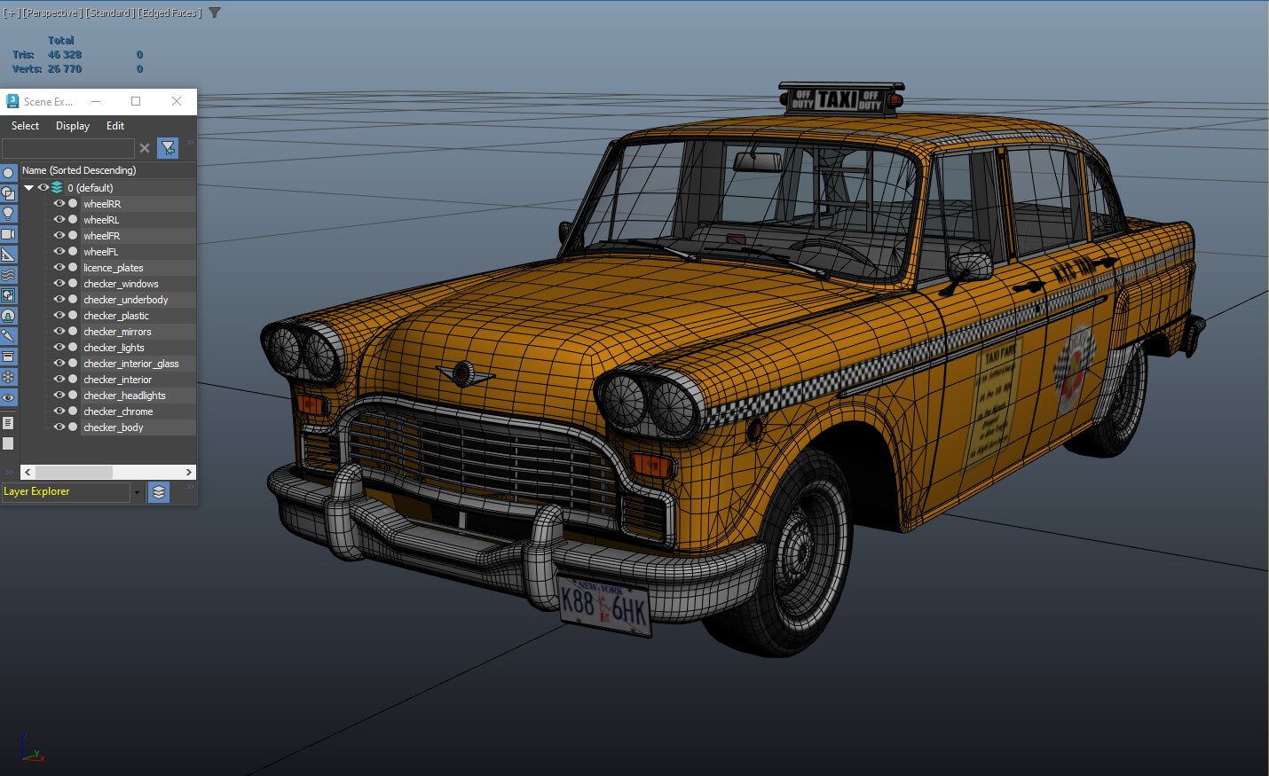 Classic Yellow Cab Taxi - 3D Model by Veaceslav Condraciuc