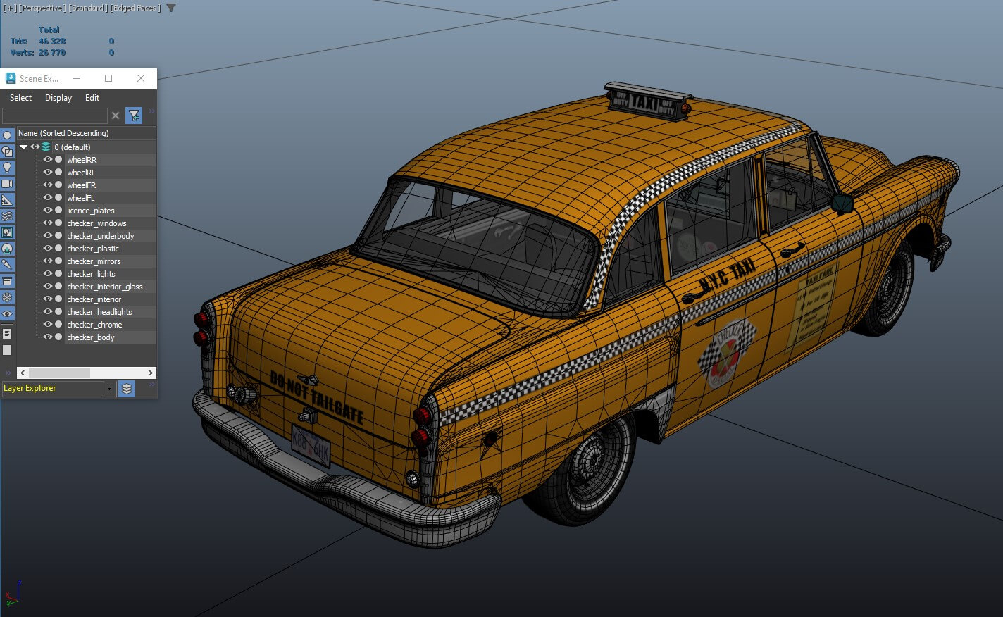 Classic Yellow Cab Taxi - 3D Model by Veaceslav Condraciuc