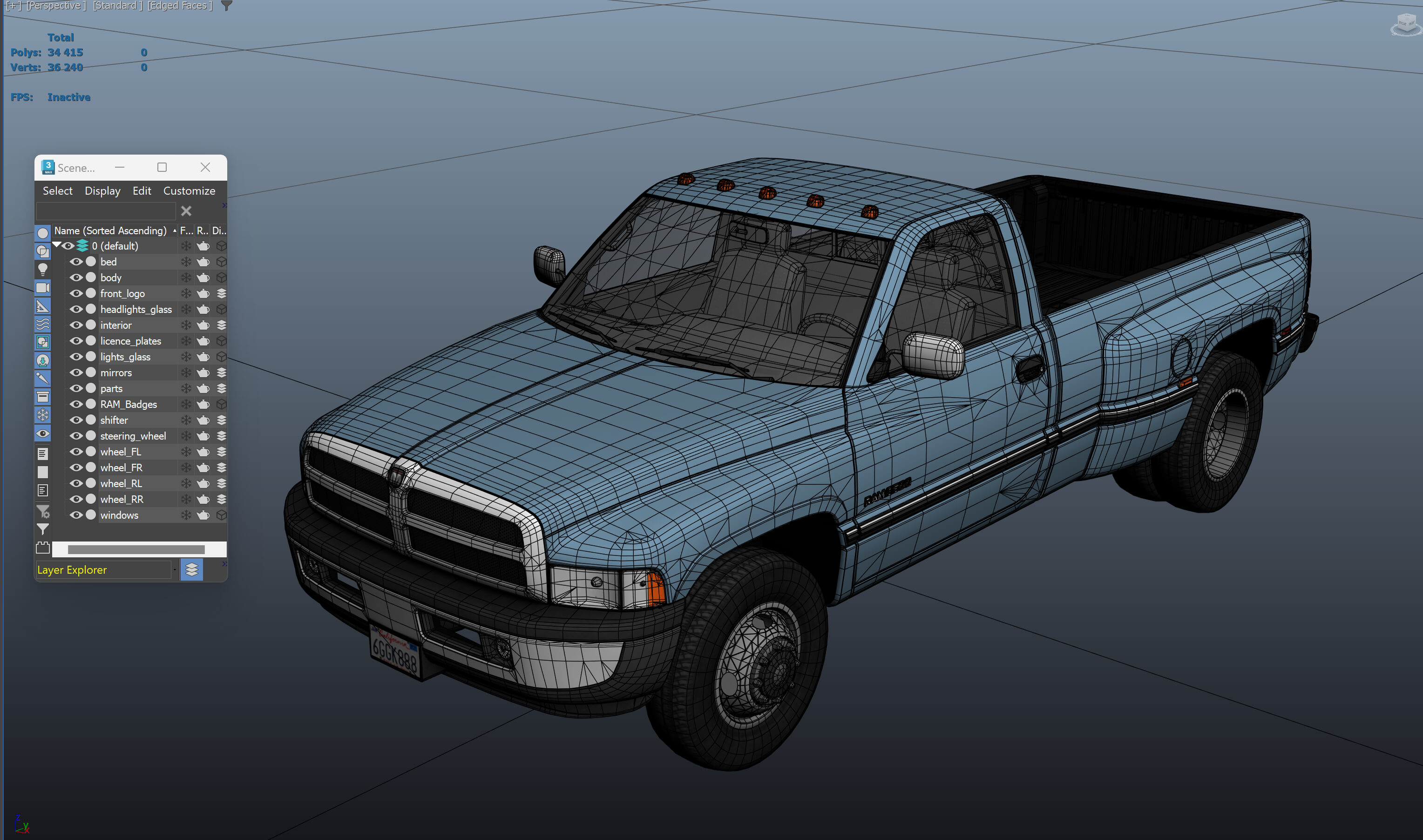 Dodge Ram 1995 3500 - 3D Model by Veaceslav Condraciuc