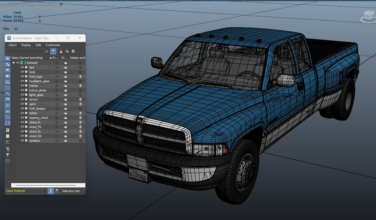 Dodge Ram 1996 3500 Laramie - 3D Model by Veaceslav Condraciuc