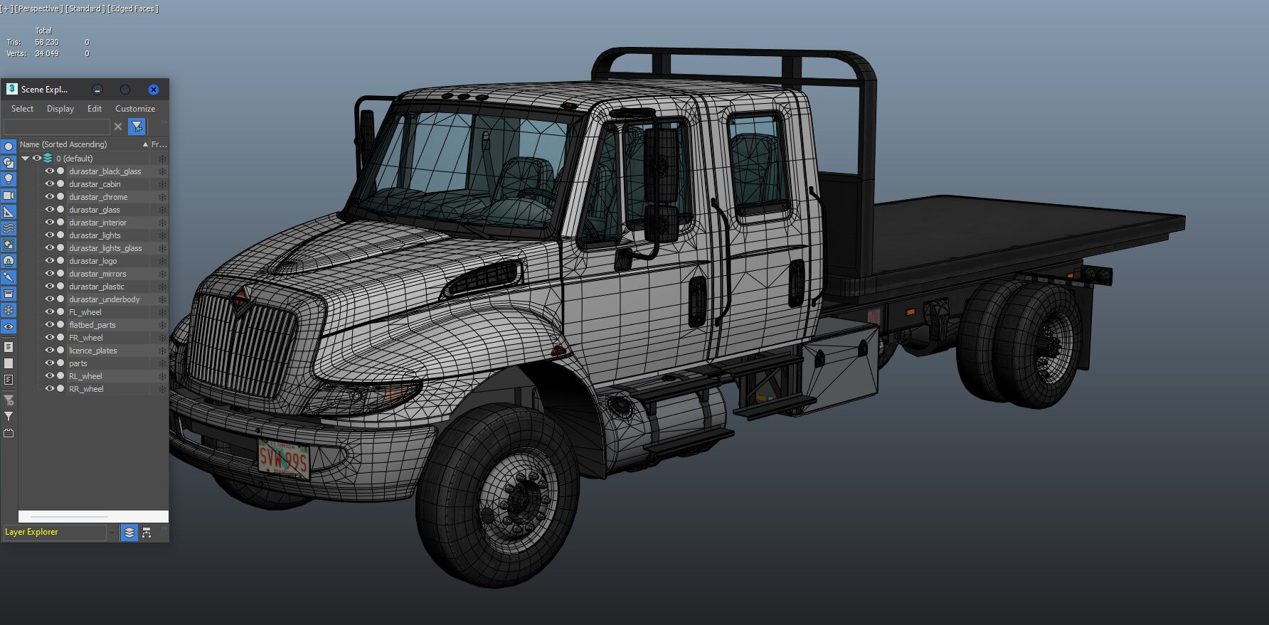 Durastar CrewCab Flatbed Truck - 3D Model by Veaceslav Condraciuc