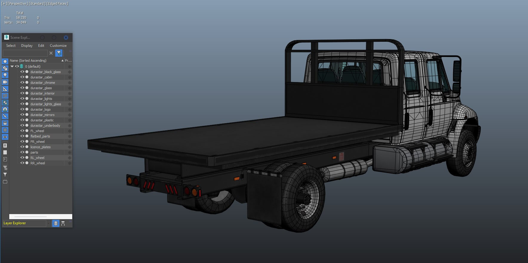 Durastar CrewCab Flatbed Truck - 3D Model by Veaceslav Condraciuc
