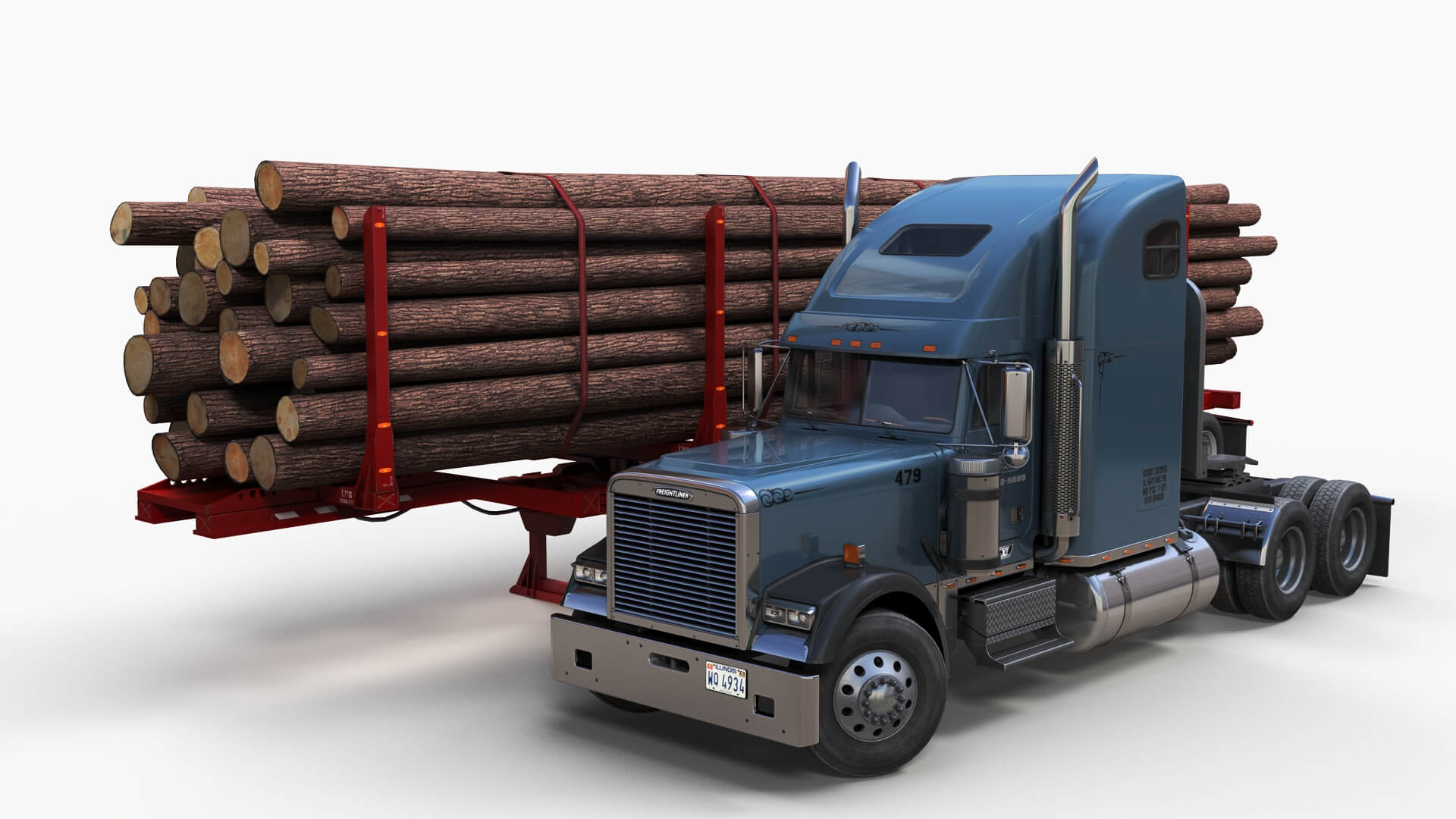 Freightliner Classic Log Semitruck - 3D Model by Veaceslav Condraciuc