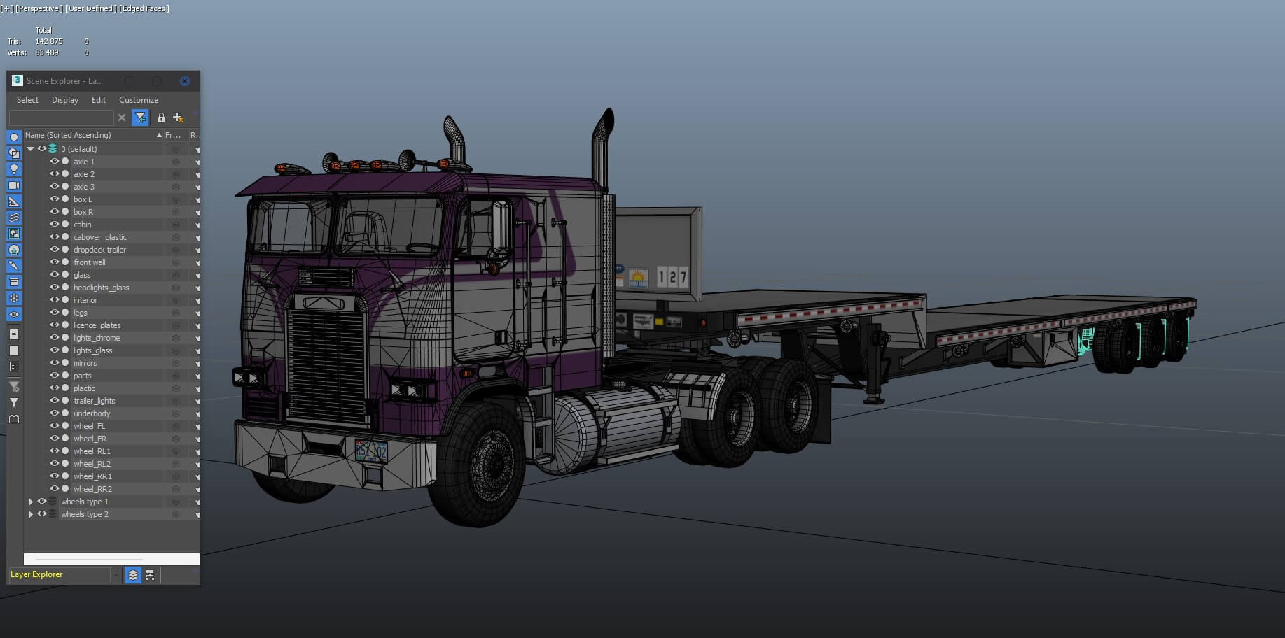 Freightliner FLT Dropdeck Trailer - 3D Model by Veaceslav Condraciuc