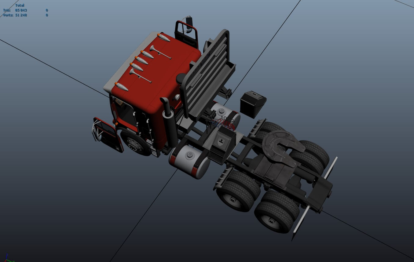 Freightliner Powerliner Daycab Semitruck - 3D Model by Veaceslav Condraciuc