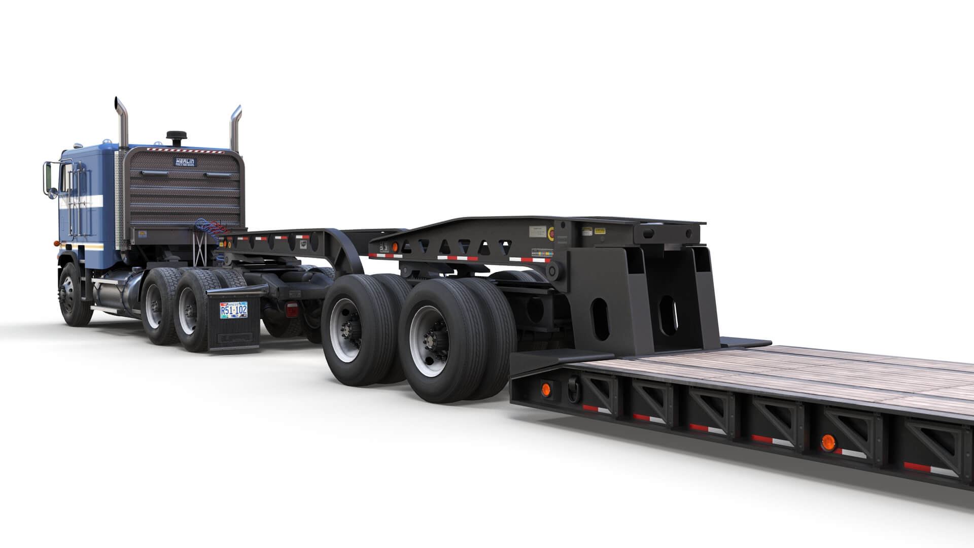 Freightliner Powerliner Semitruck Lowboy - 3D Model by Veaceslav Condraciuc
