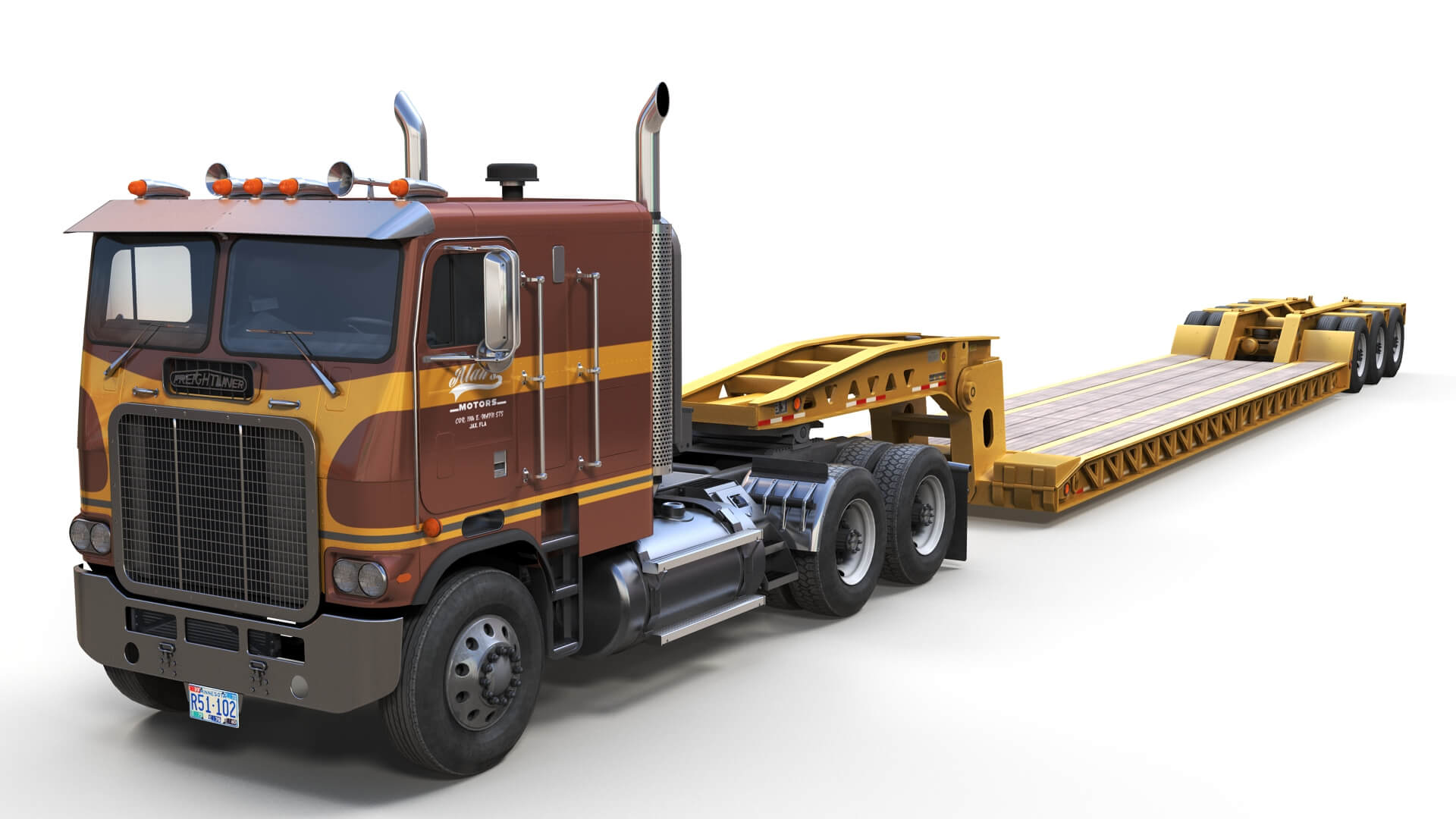 Freightliner Powerliner Semitruck Lowboy - 3D Model by Veaceslav Condraciuc